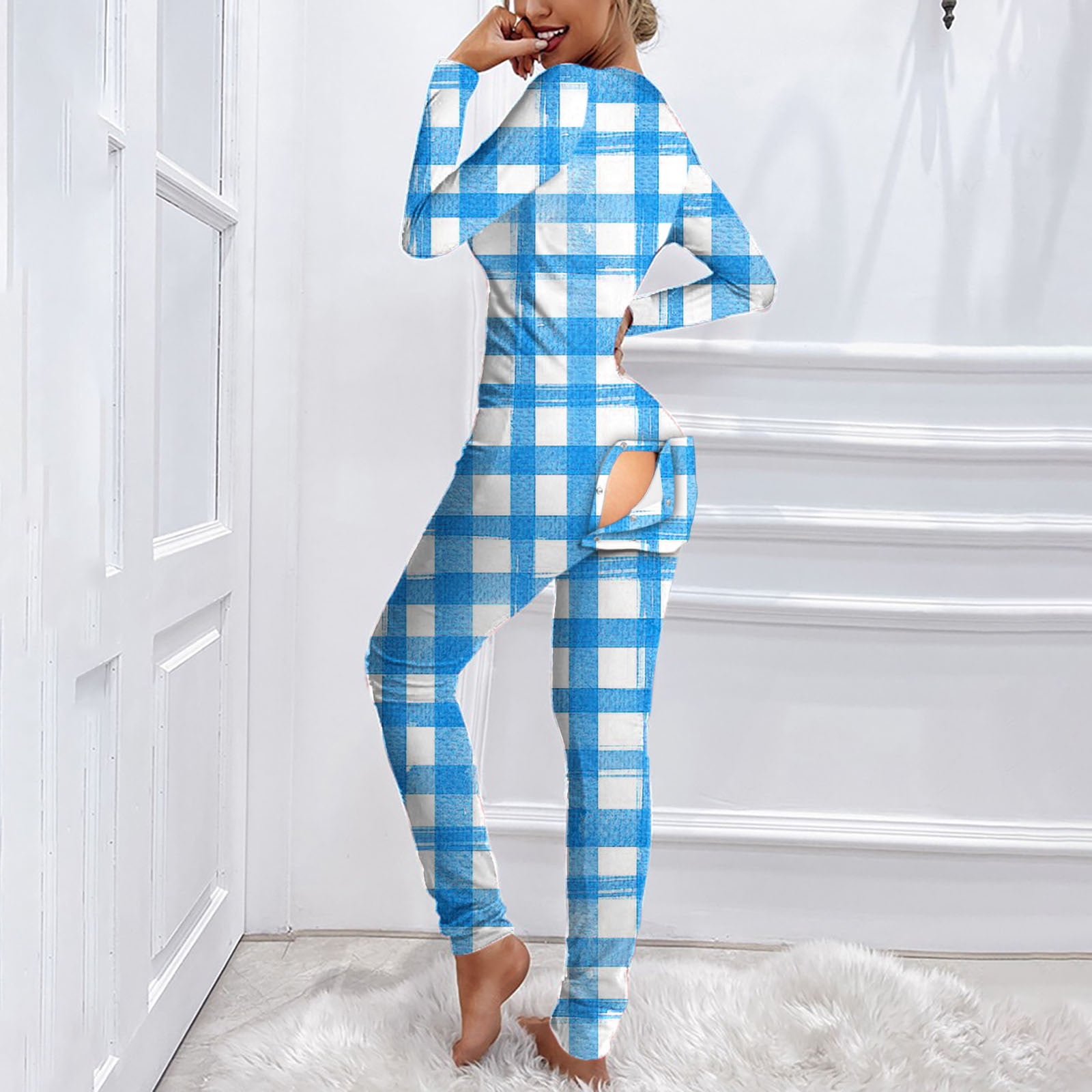 Egnmcr Sexy Jumpsuits For Women Long Sleeve Jumpsuit Pajamas Fashion