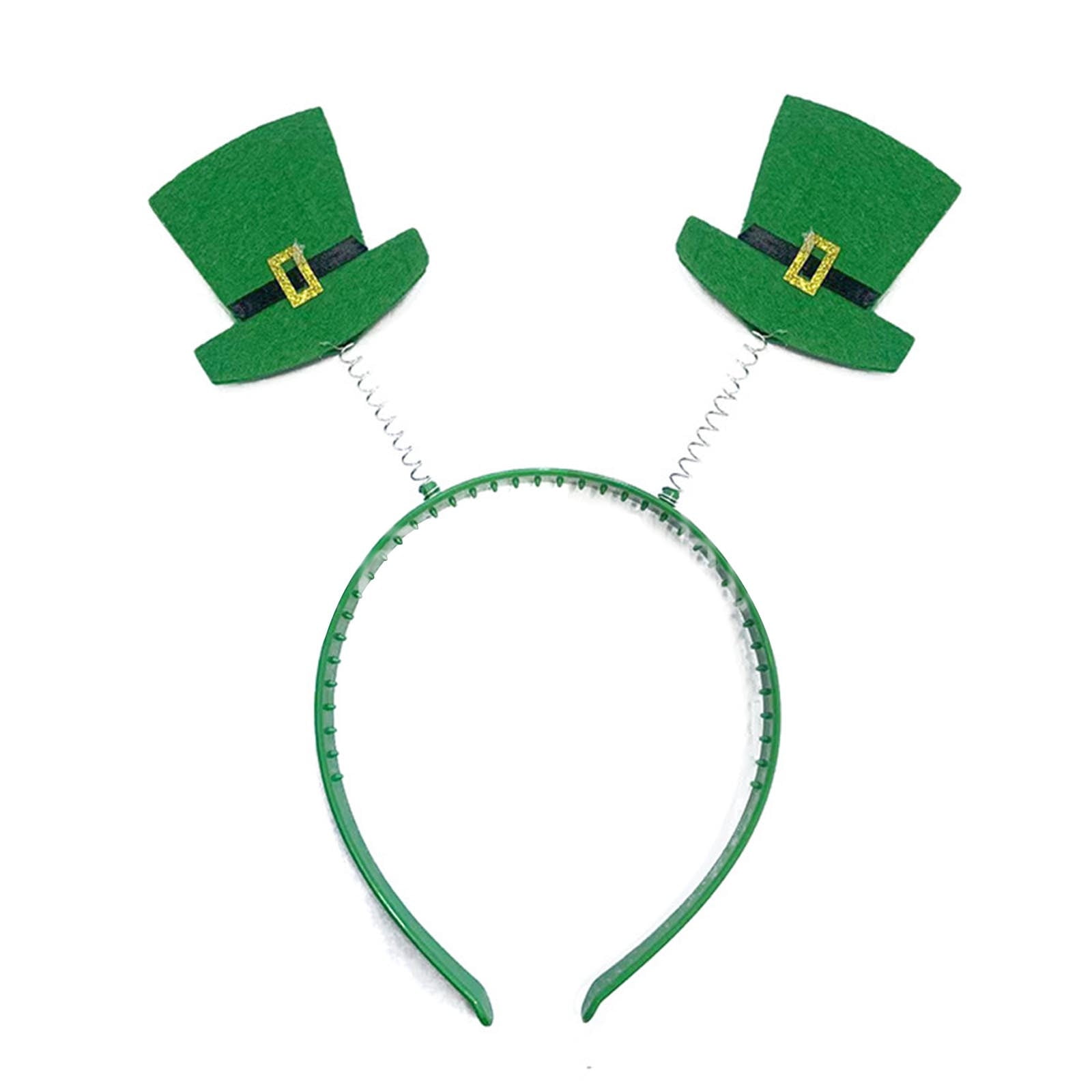 Egnmcr St Patricks Day Headband Green Top Hat Headband Irish Sequin