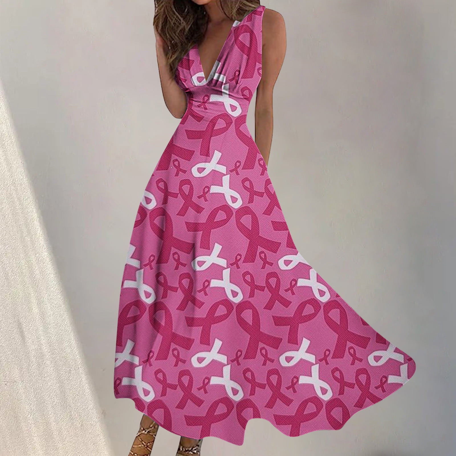 EGNMCR Women's Breast Cancers Dresses Pinks Ribbon Cancers Awareness ...