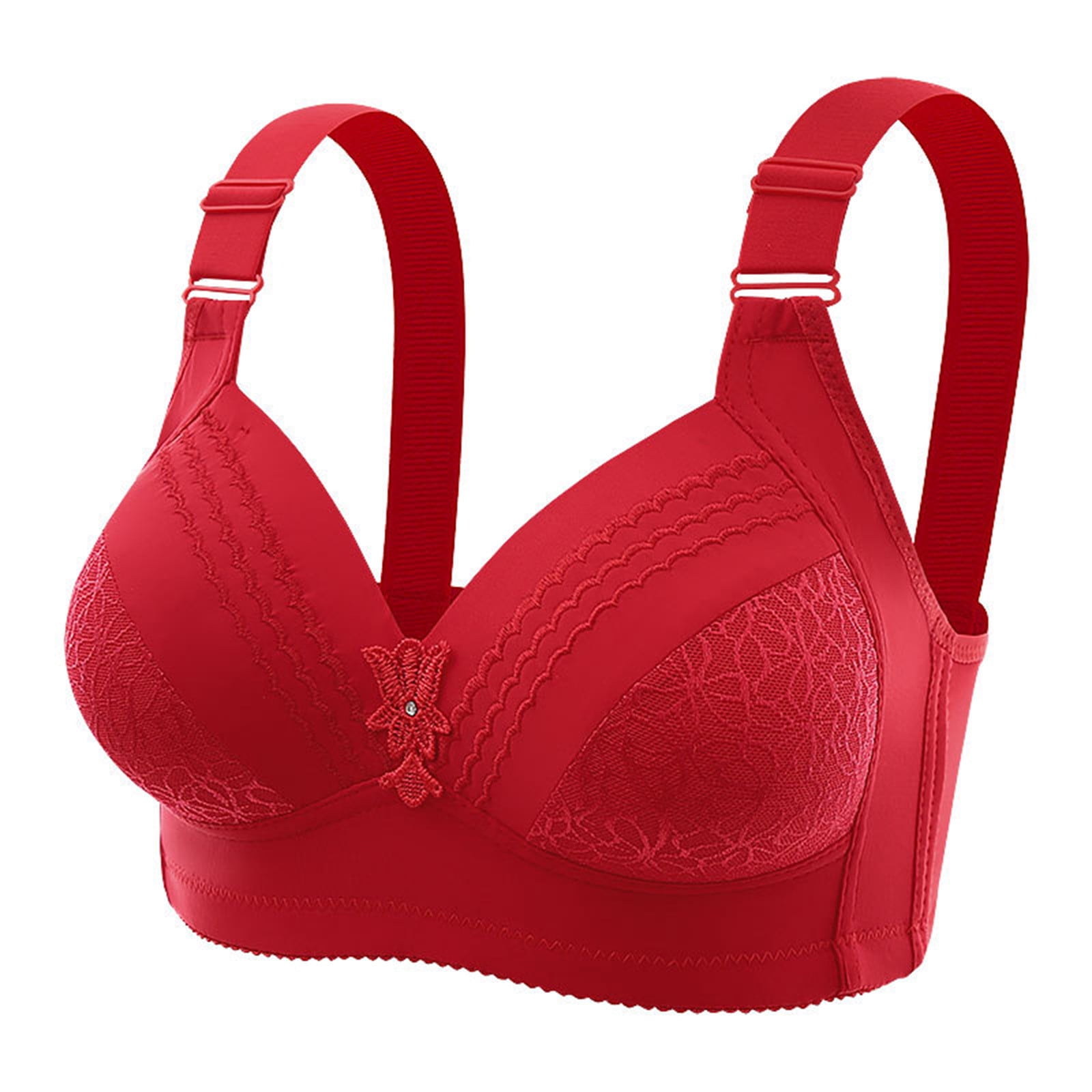 EGNMCR Womens Plus Size Bra Sexy Thin Solid Wireless Full Cup Casual ...