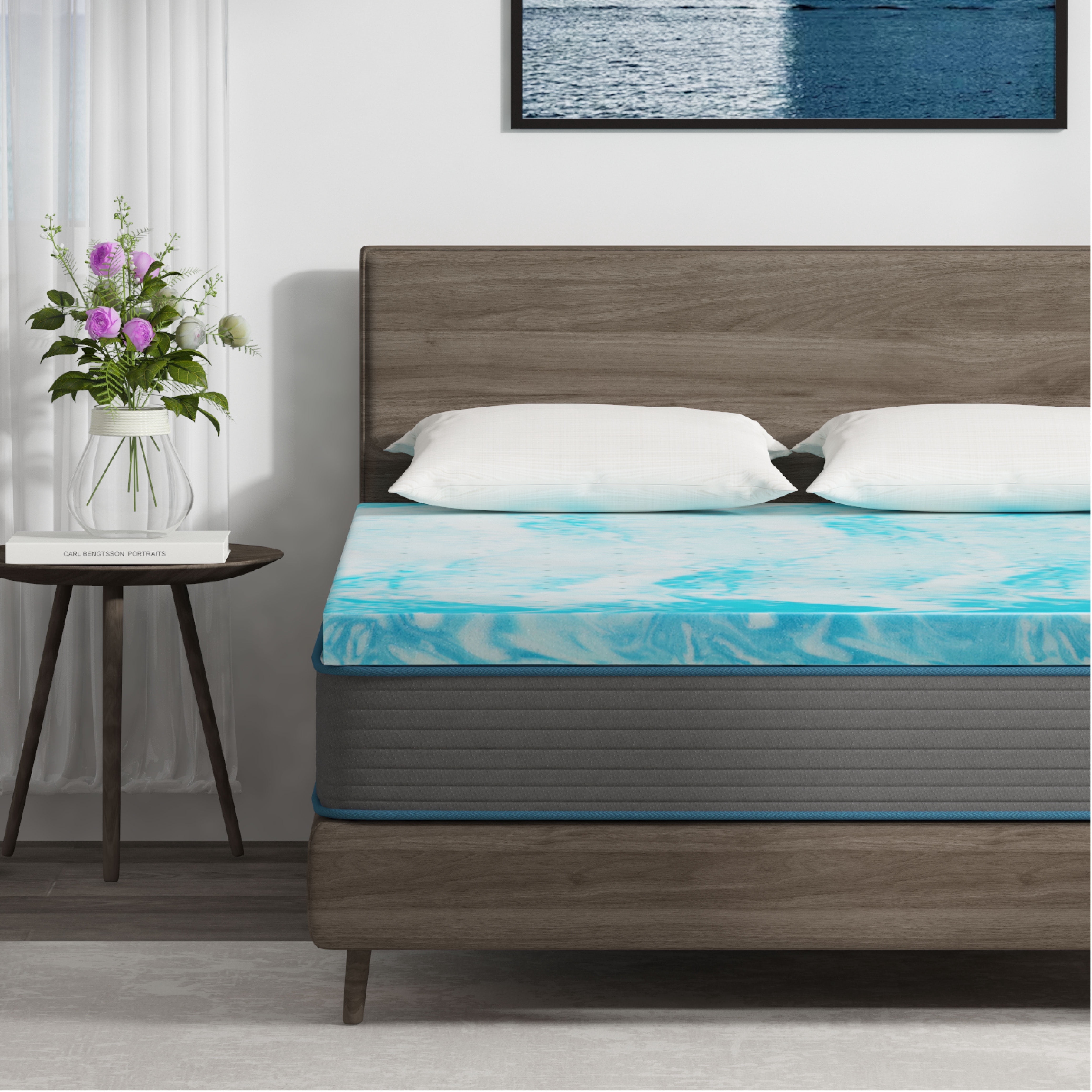 MLILY EGO 4 inch Gel Memory Foam Mattress Topper, Twin Size, Blue, 3 ...