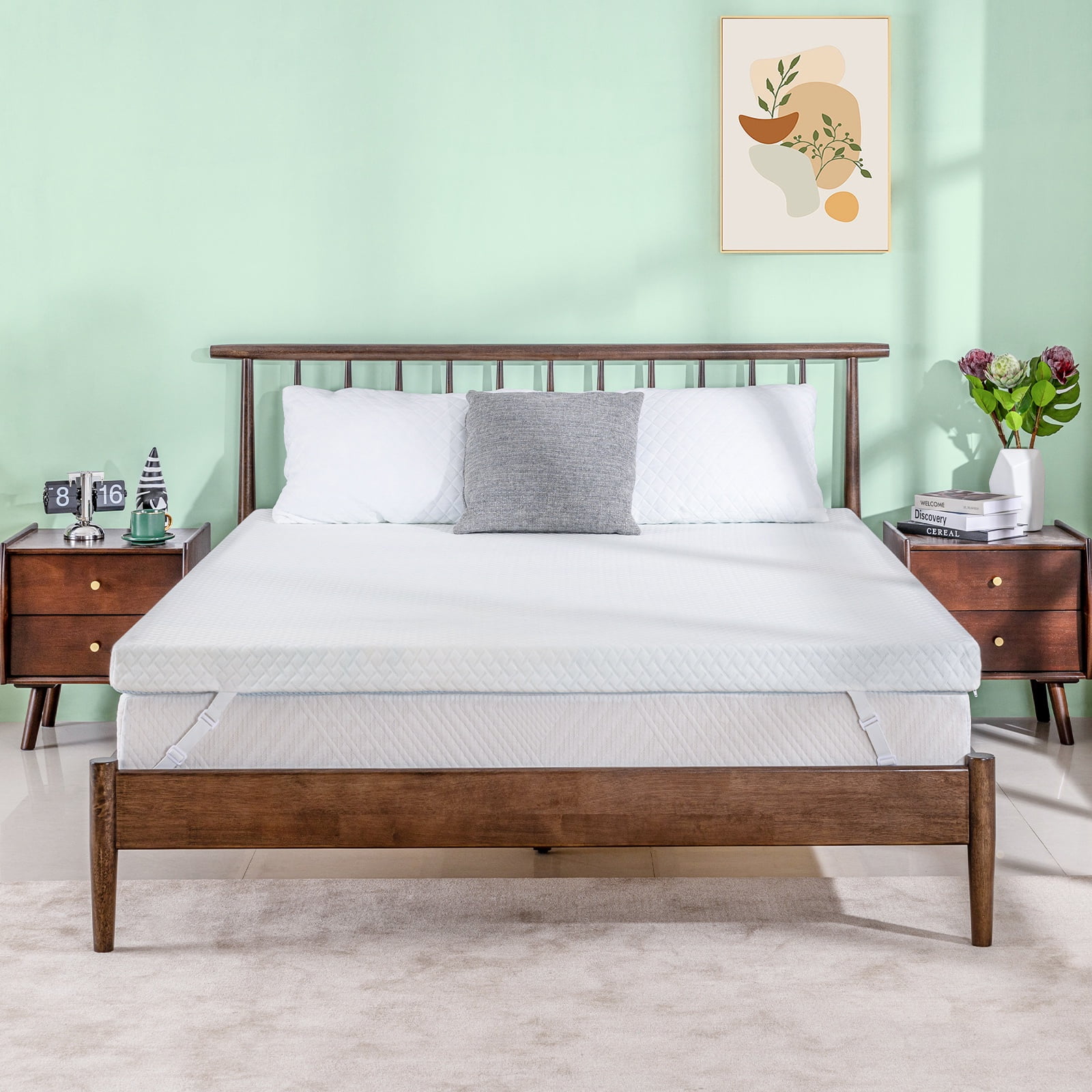 MLILY 3 inch Queen Memory Foam Mattress Topper, Cooling Gel Mattress ...