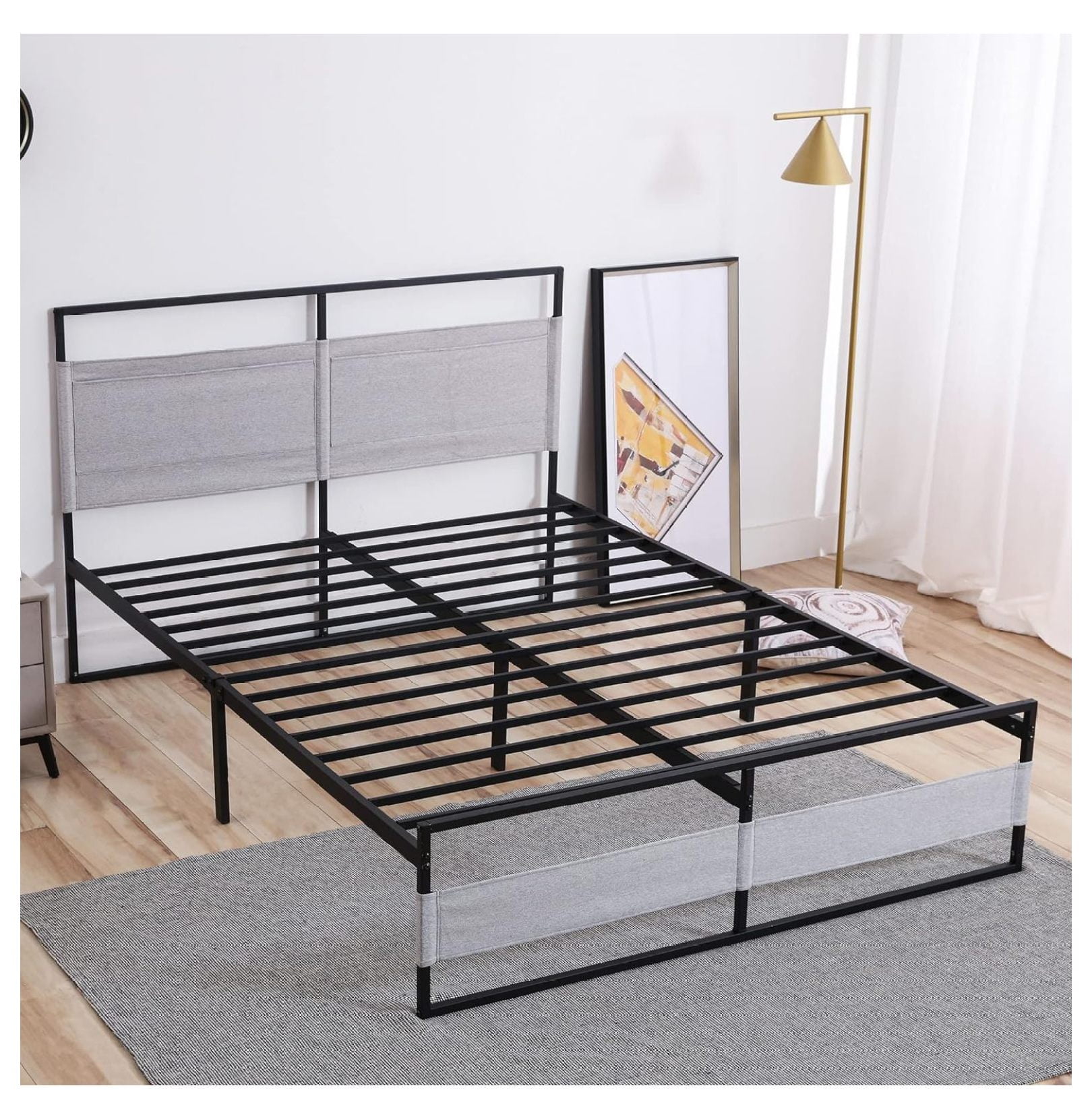 EGO King Metal Bed Frame with Headboard and Storage, 14 Inch Platform ...