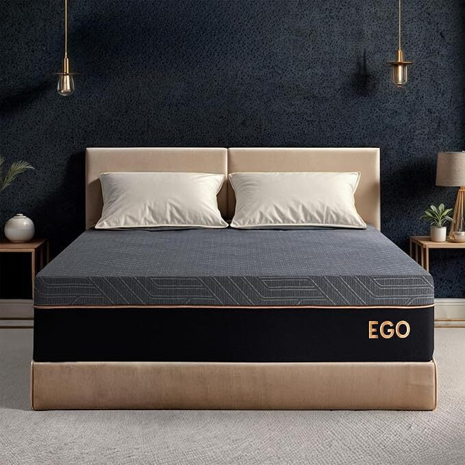 EGOHOME Ego Black 12 inch Queen Mattress in a Box, Gel Memory Foam ...