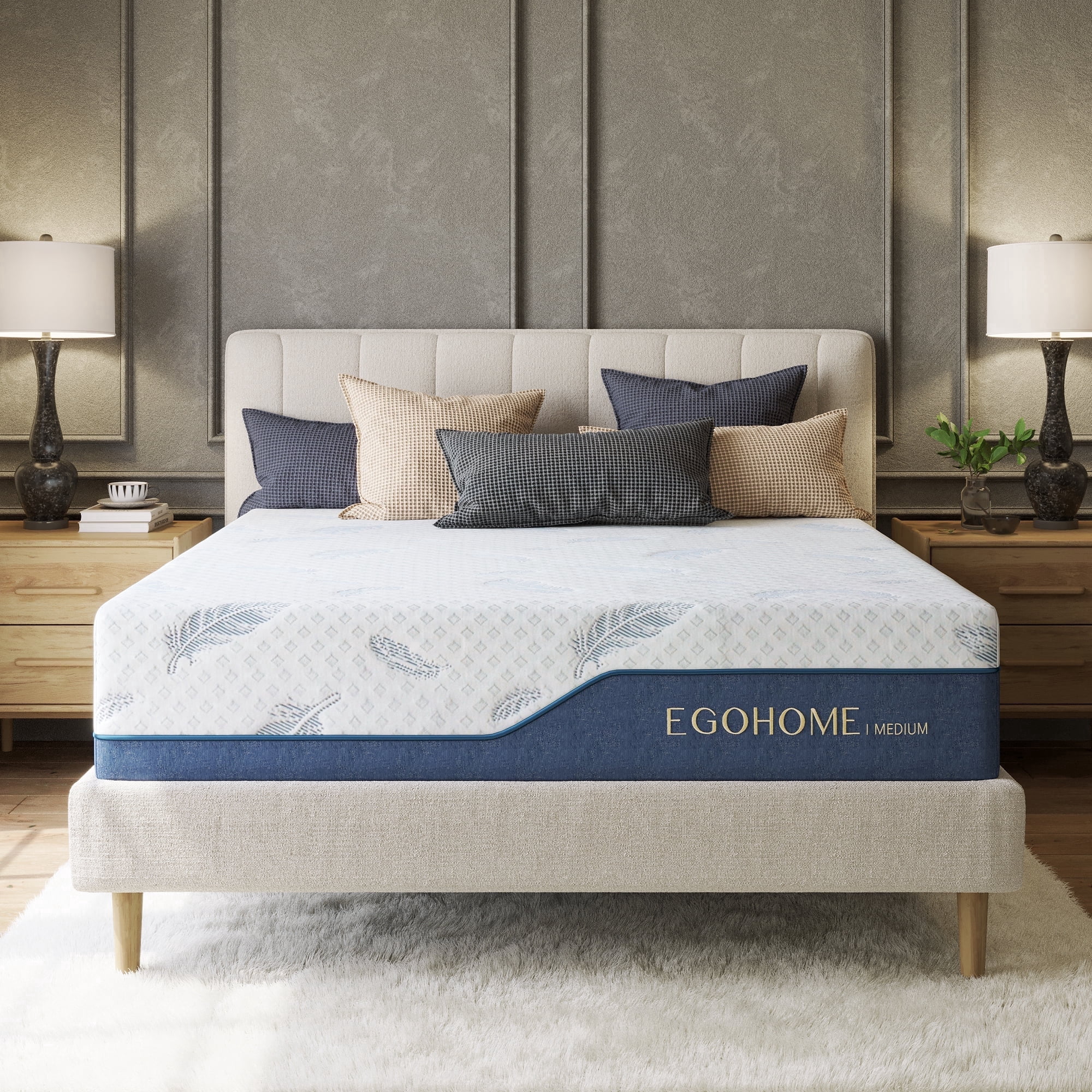 EGOHOME Blue 14 inch Full size Mattress in a Box, Cooling Gel Memory ...