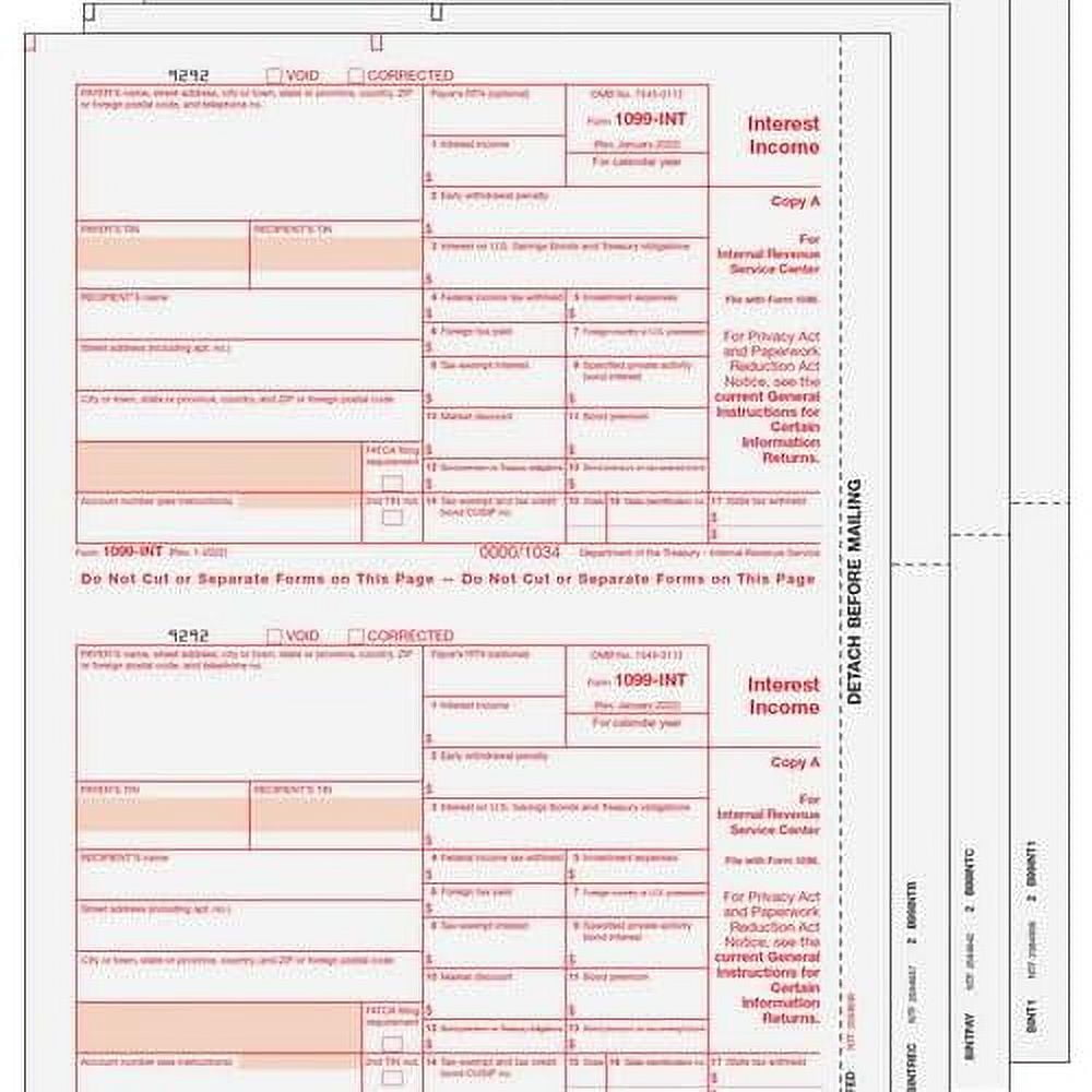EGP IRS Approved 1099 INT Laser Tax Forms, 4-Part Set For 25 Recipients ... EGP IRS Approved 1099 INT Laser Tax Forms, 4-Part Set For 25 Recipients ...