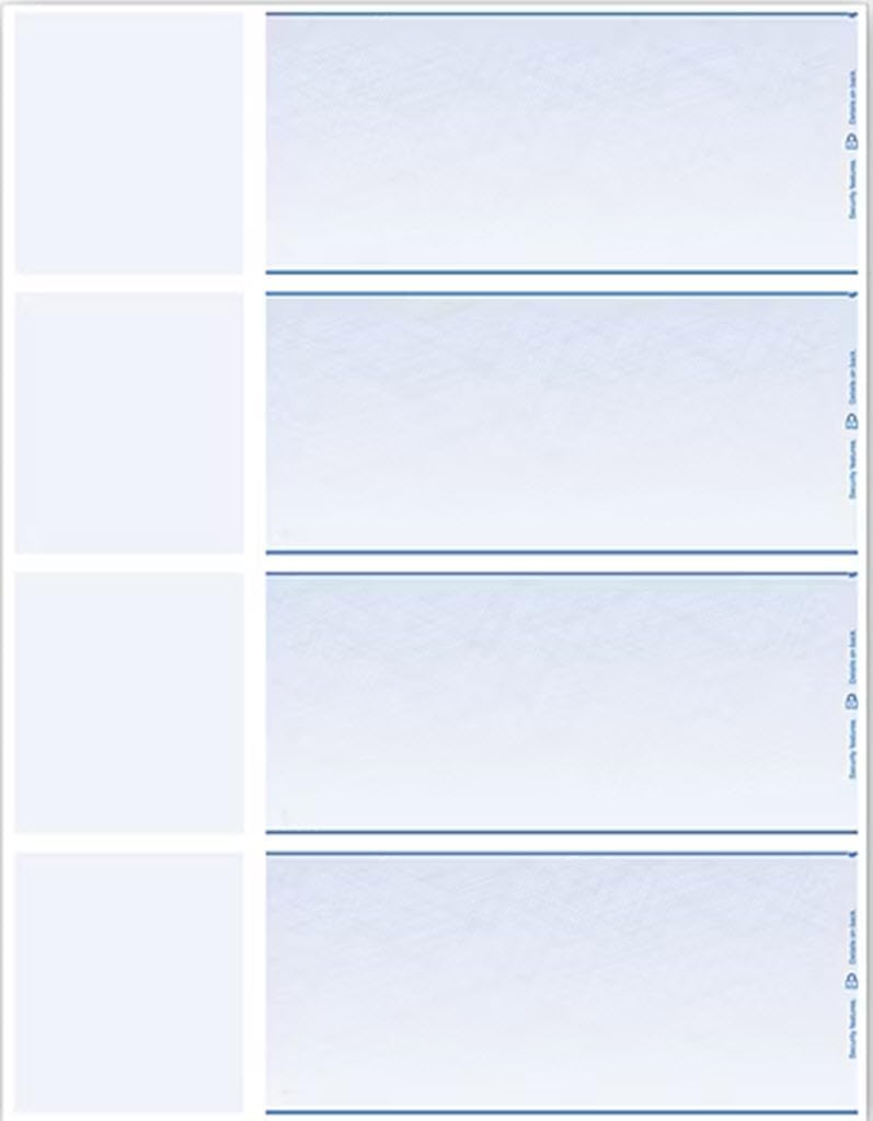 EGP Laser 4-Up Wallet, Blank Check Stock - 2000 Checks / 500 Sheets ...