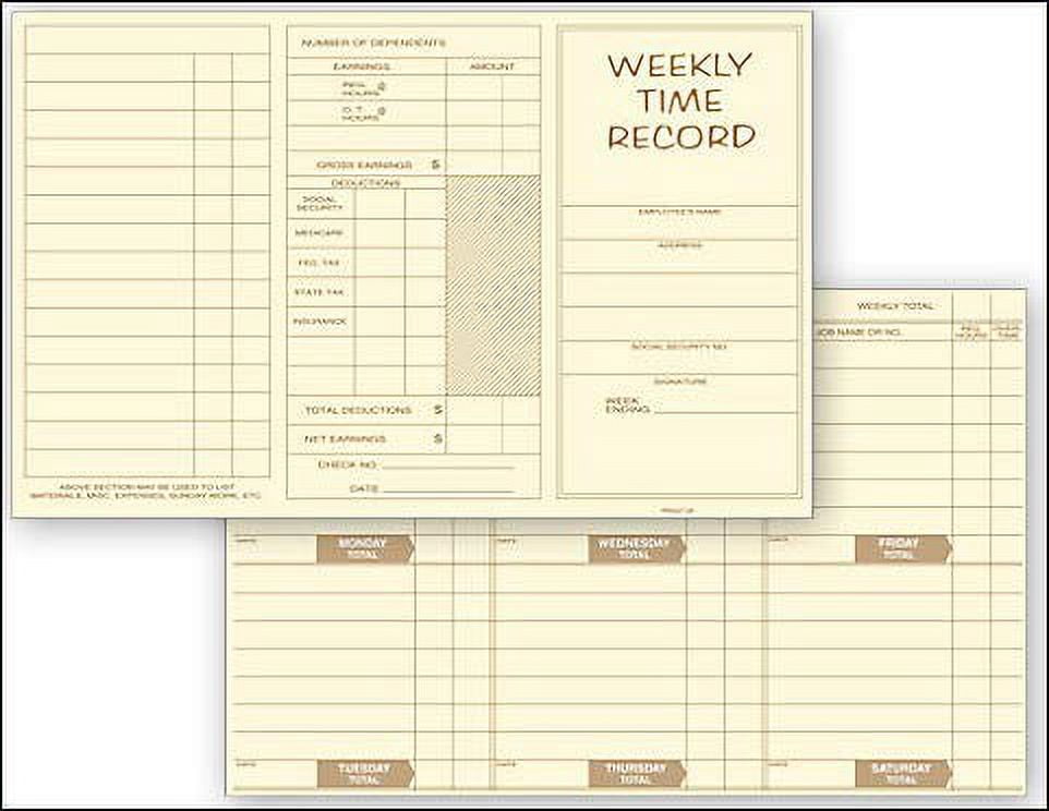 EGP Pocket Size Weekly Time Record, Size 8 x 5, Quantity 250 - Walmart.com