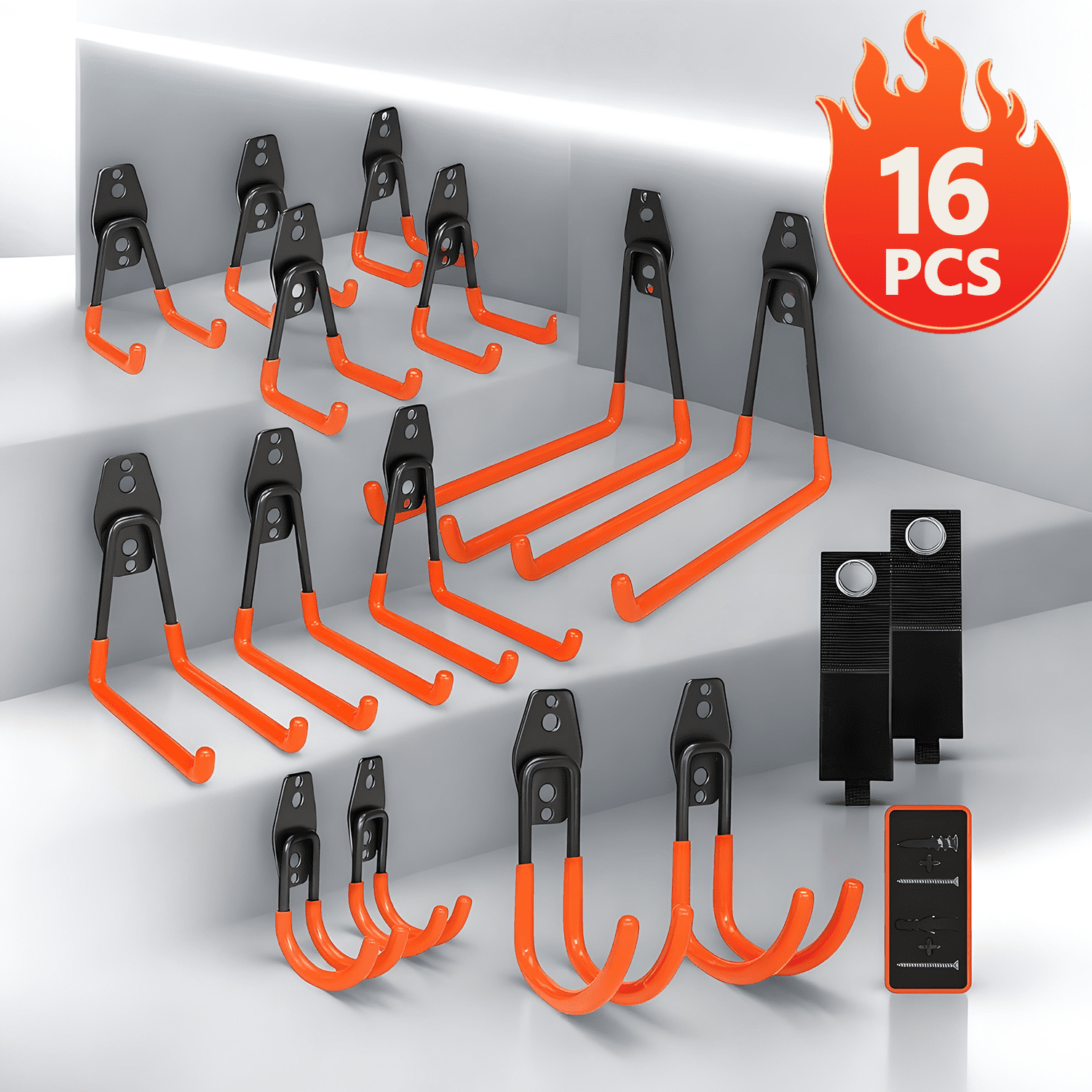 EGUOO 16 Packs Garage Hooks Wall Mount Storage Hooks Hanger for ...