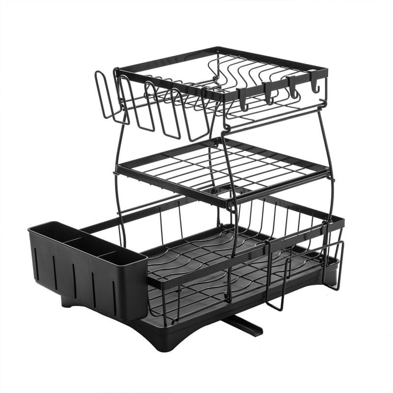 EGUOO Dish Rack for Kitchen Counter 3-Tier Metal Dish Drainer Set ...