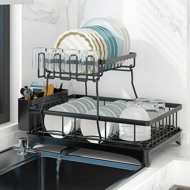 EGUOO Dish Rack for Kitchen Counter 3-Tier Metal Dish Drainer Set ...