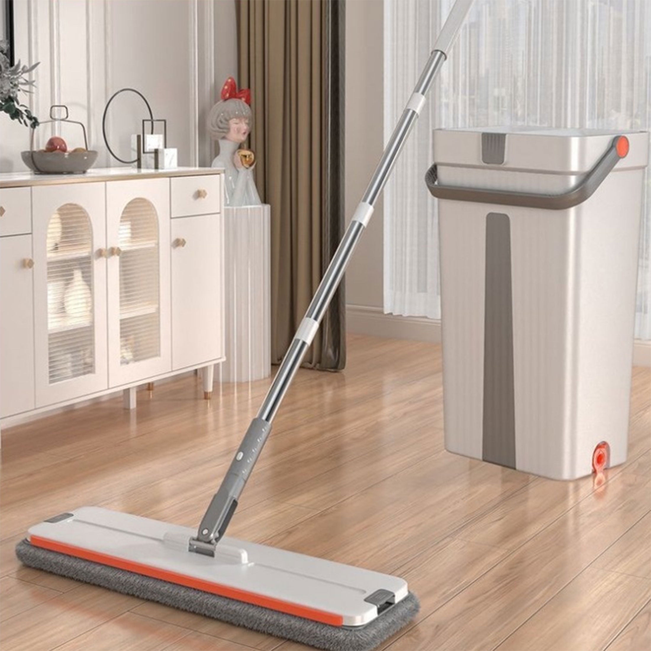 EGUOO Swivel Mop and Bucket Set, 360° Rotate Stainless Steel Handle Mop ...