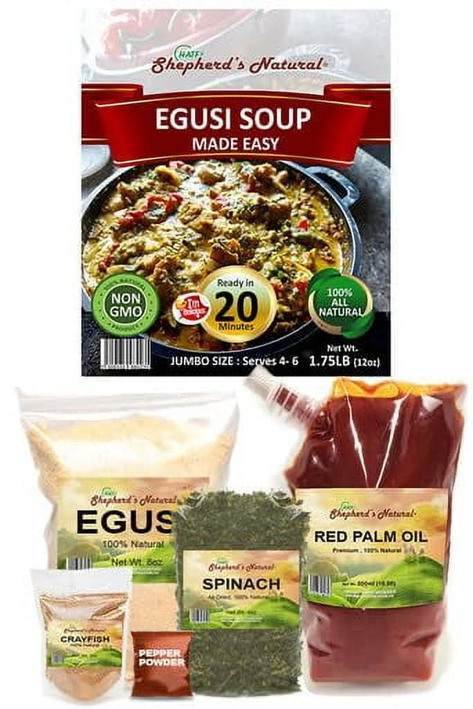 EGUSI SOUP MADE EASY, FULL 1.75LB KIT, JUMBO SIZE, Serves 4-6, Ready in ...