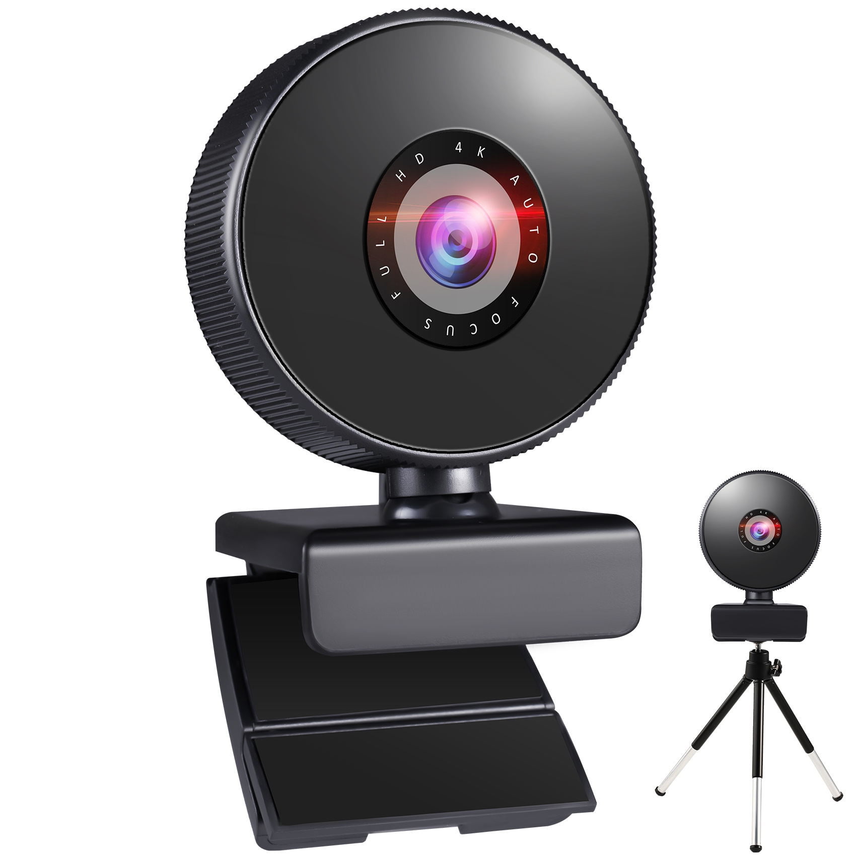 Eguts 4K Webcam, HD Autofocus Webcam with Microphone, Adjustable Light ...