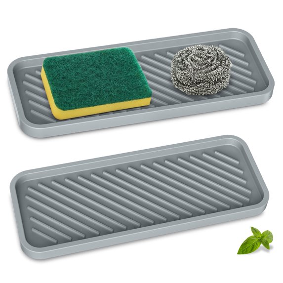 EGWON Silicone Sponge Holder Kitchen Sink Organizer Tray, Bathroom ...