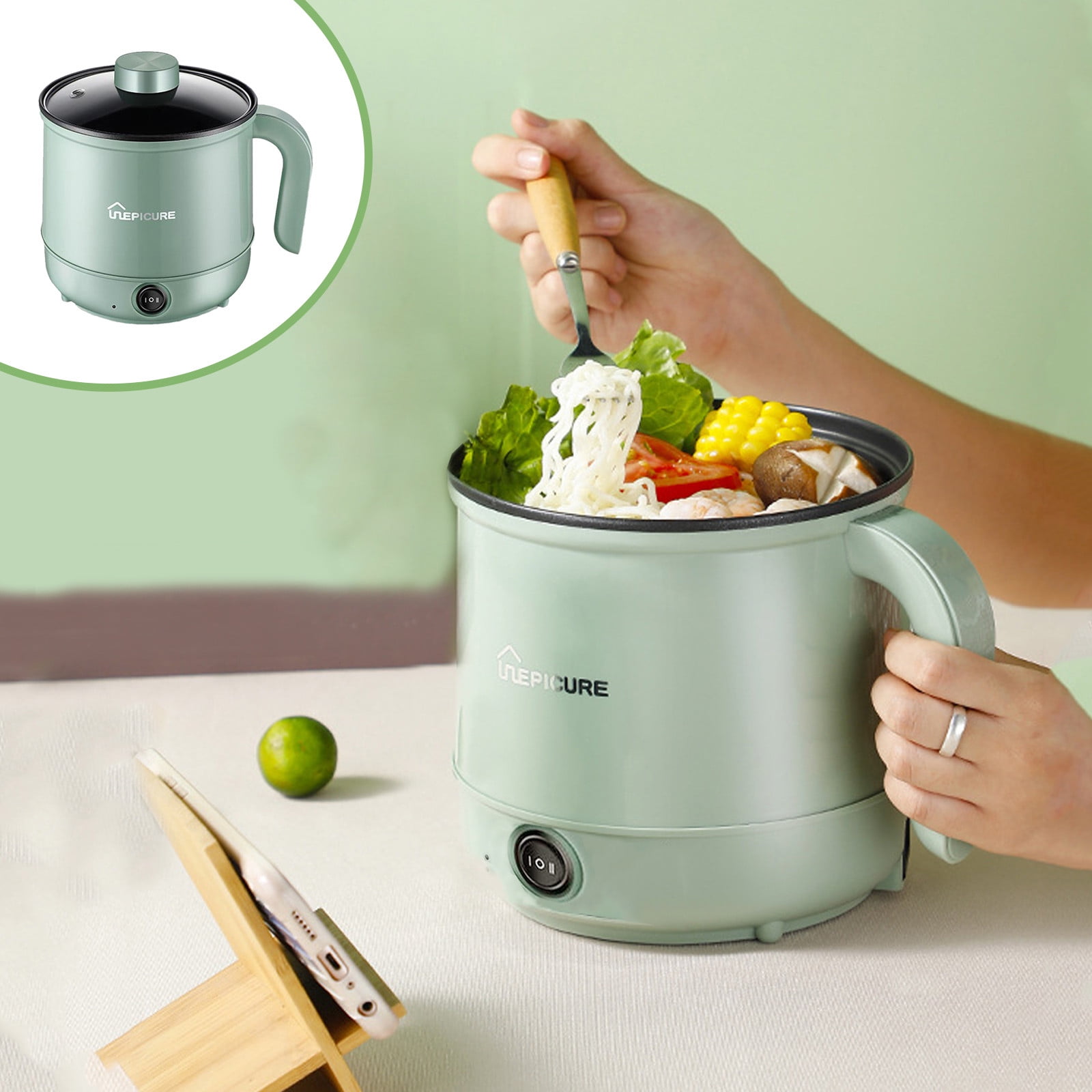 EGYMEN Electric Cooker, 1.7L Portable Nonstick Mini cooker, Travel ...