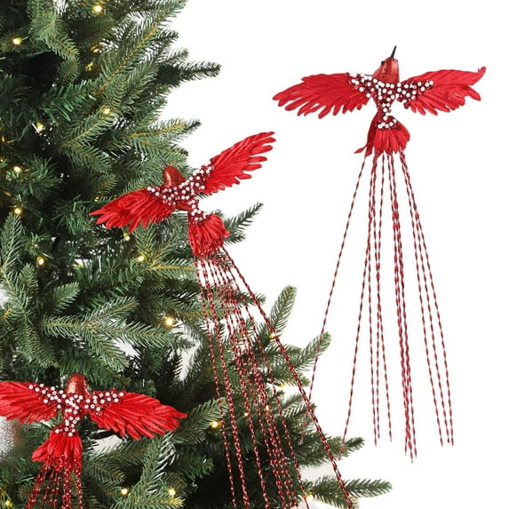 EGYMEN 2 Christmas Glitter Poinsettia Ornaments, Decorative Holiday ...