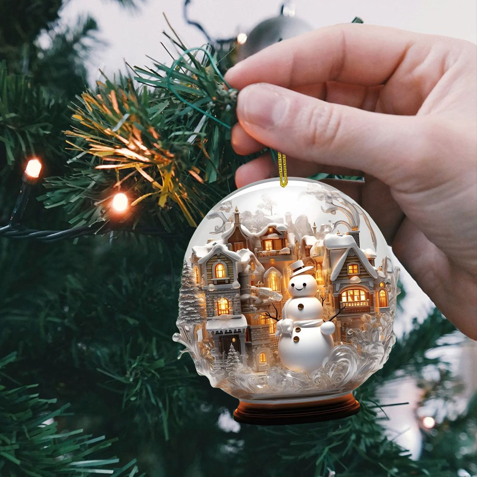EGYMEN Acrylic Snowman Glass Ball Pendant, 3.15 Inches, Unique ...