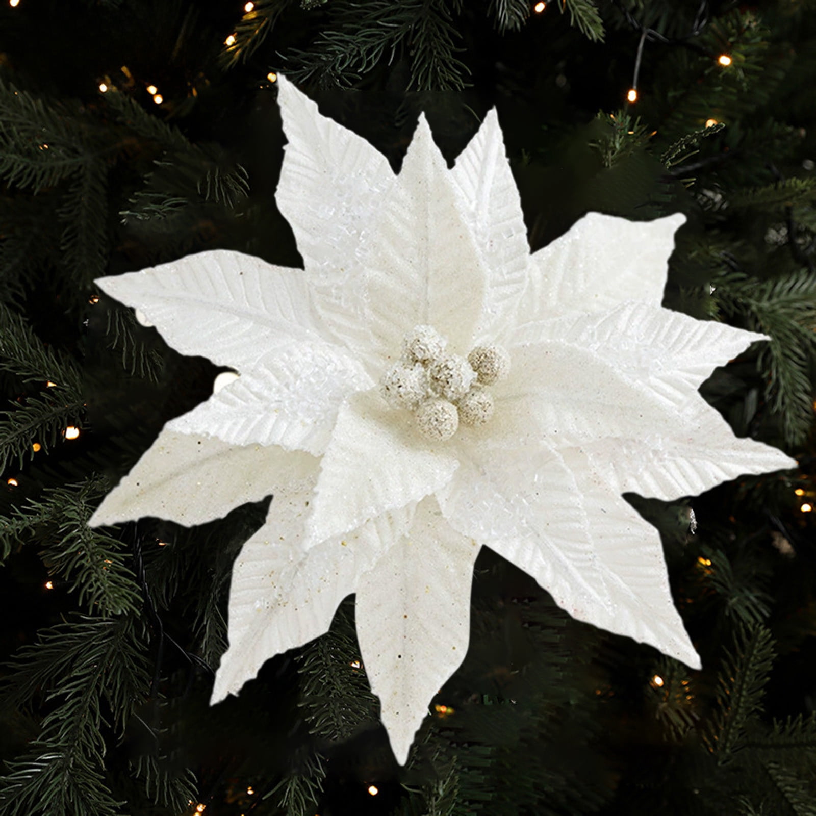 EGYMEN Frosted Velvet Christmas Flower, Red Velvet Christmas Floral ...
