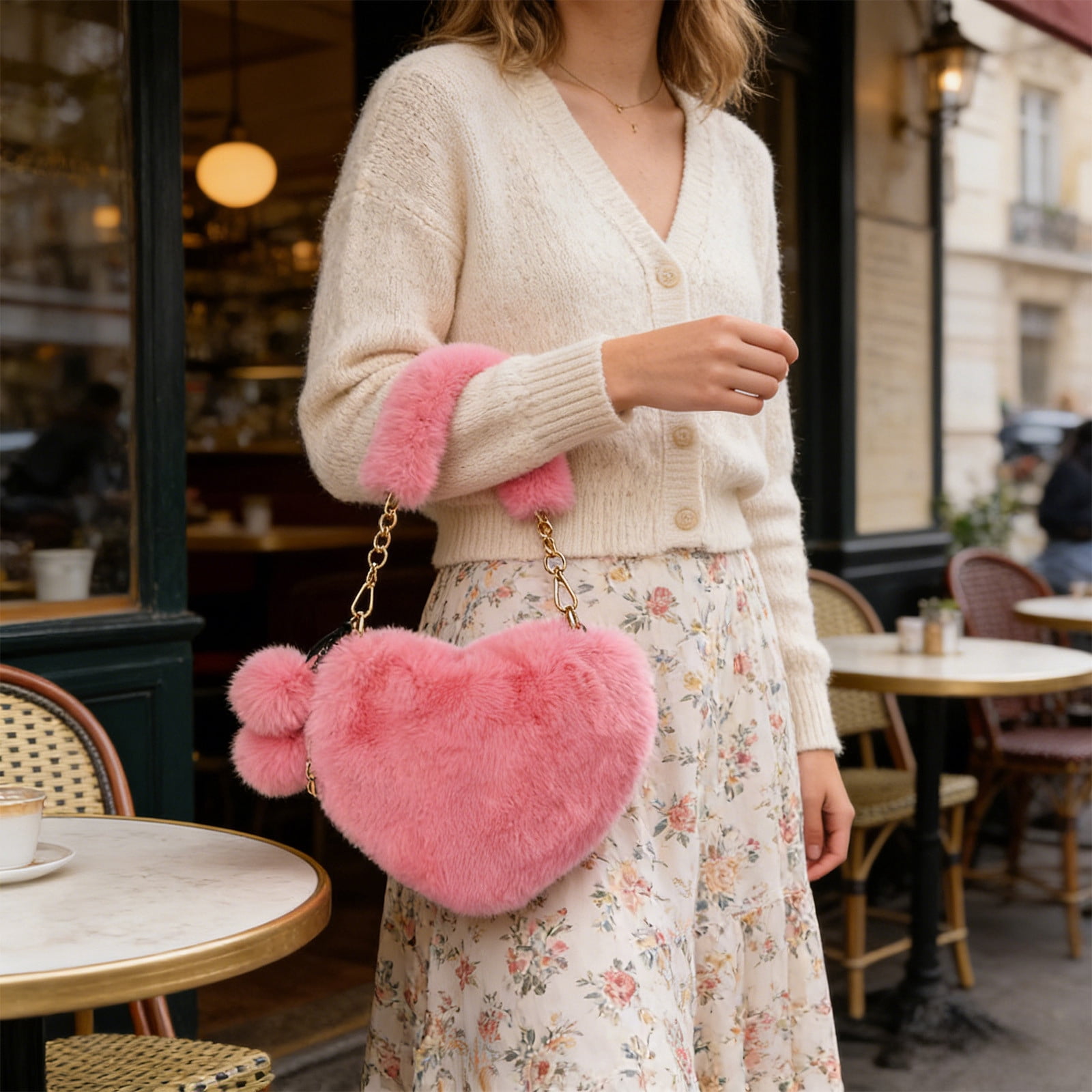 EGYMEN Furry Crossbody Bag for Women Cute Handbag Stylish Shoulder ...