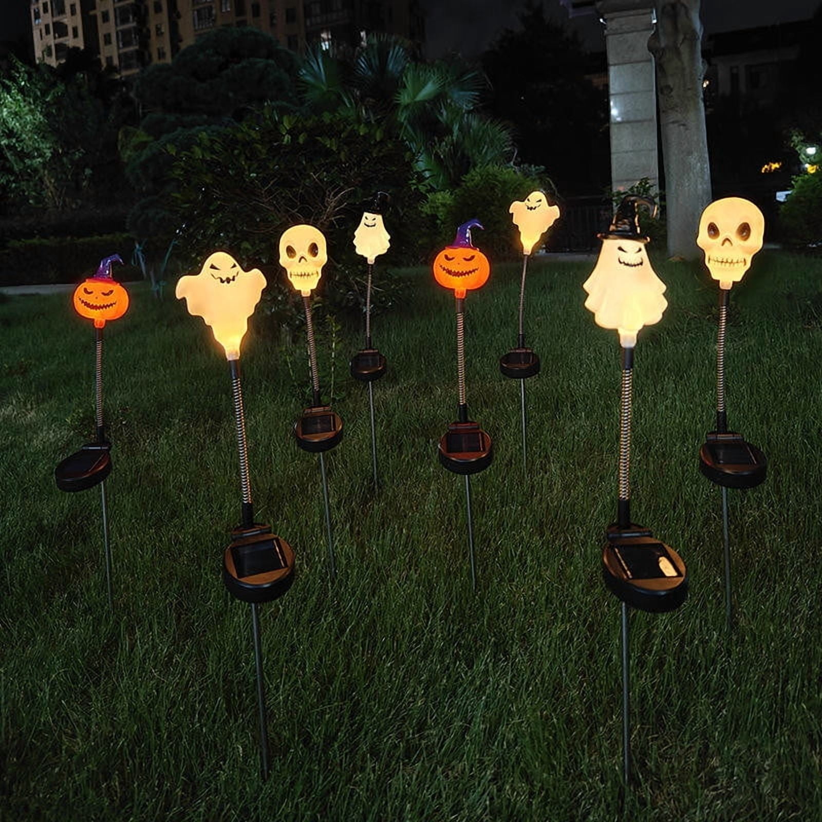 EGYMEN Halloween Solar-Powered Ghost Pumpkin Lantern, Spooky Solar ...