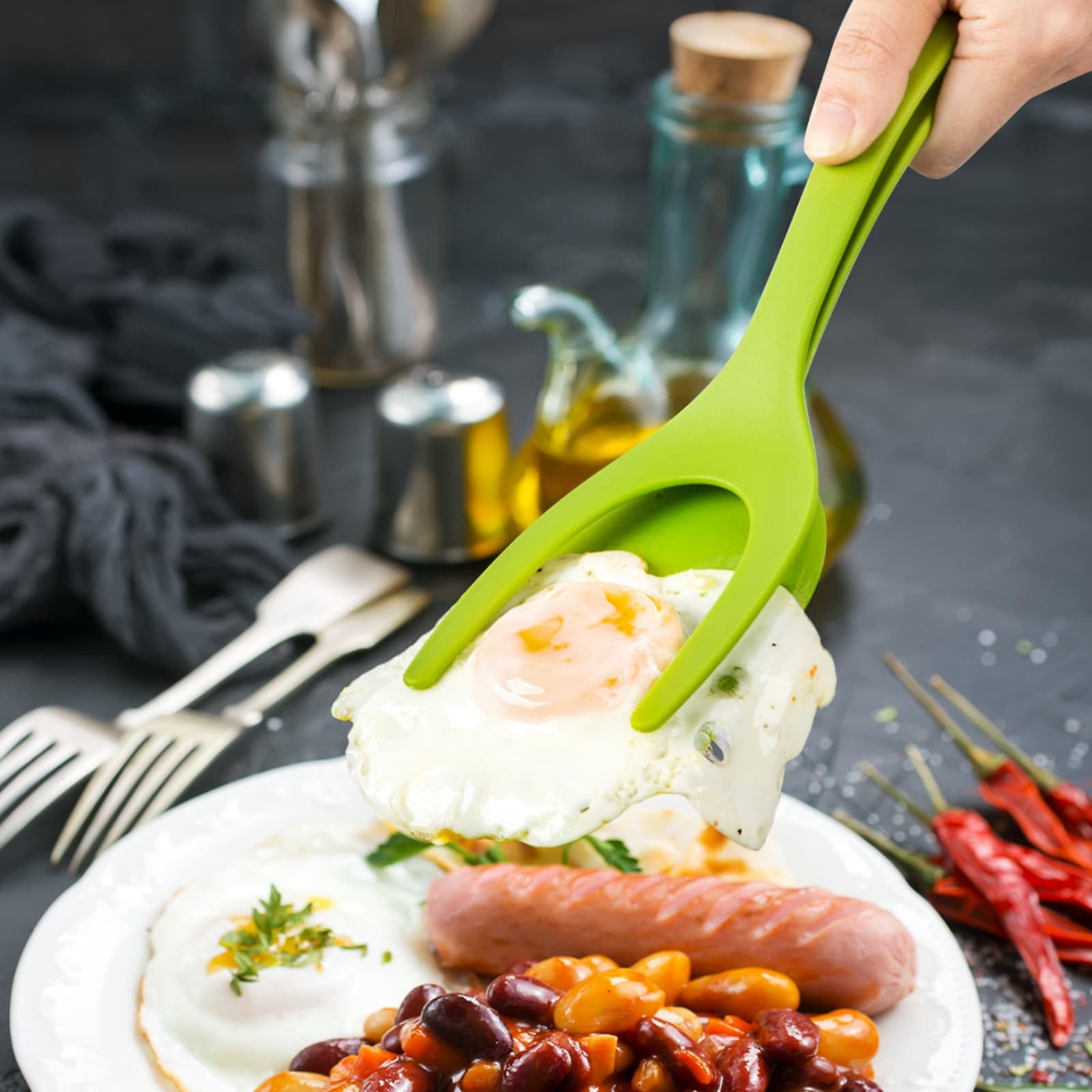 EGYMEN Omelette Spatula, 2-in-1 Pancake Flipper, Flexible Kitchen Egg ...