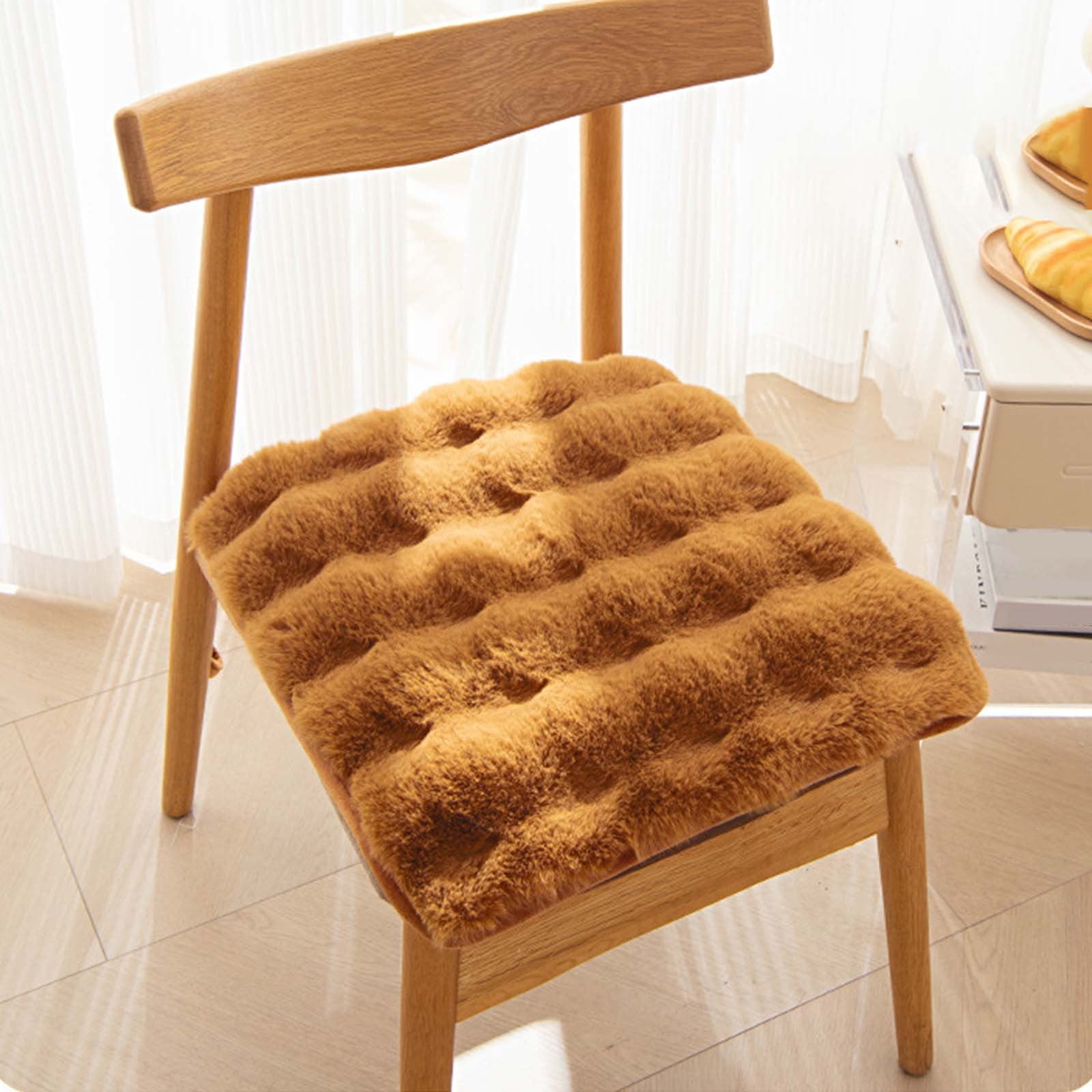 EGYMEN Plush Chair Seat Cushion Fluffy Chair Pad Soft Plush Seat Pillow ...
