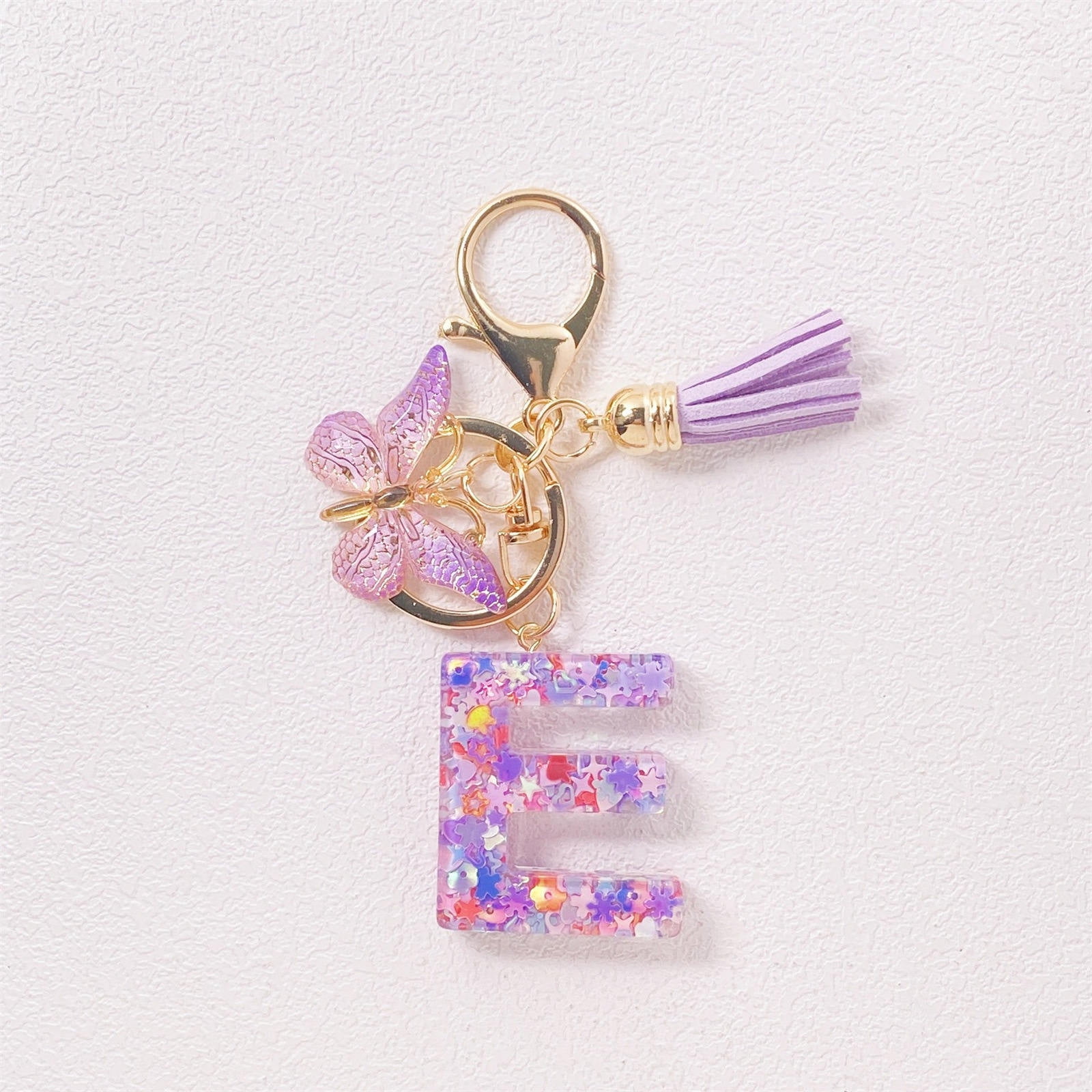 EGYMEN Purple Tassel Initial Keychain, Cute Resin Letter Keychain for ...