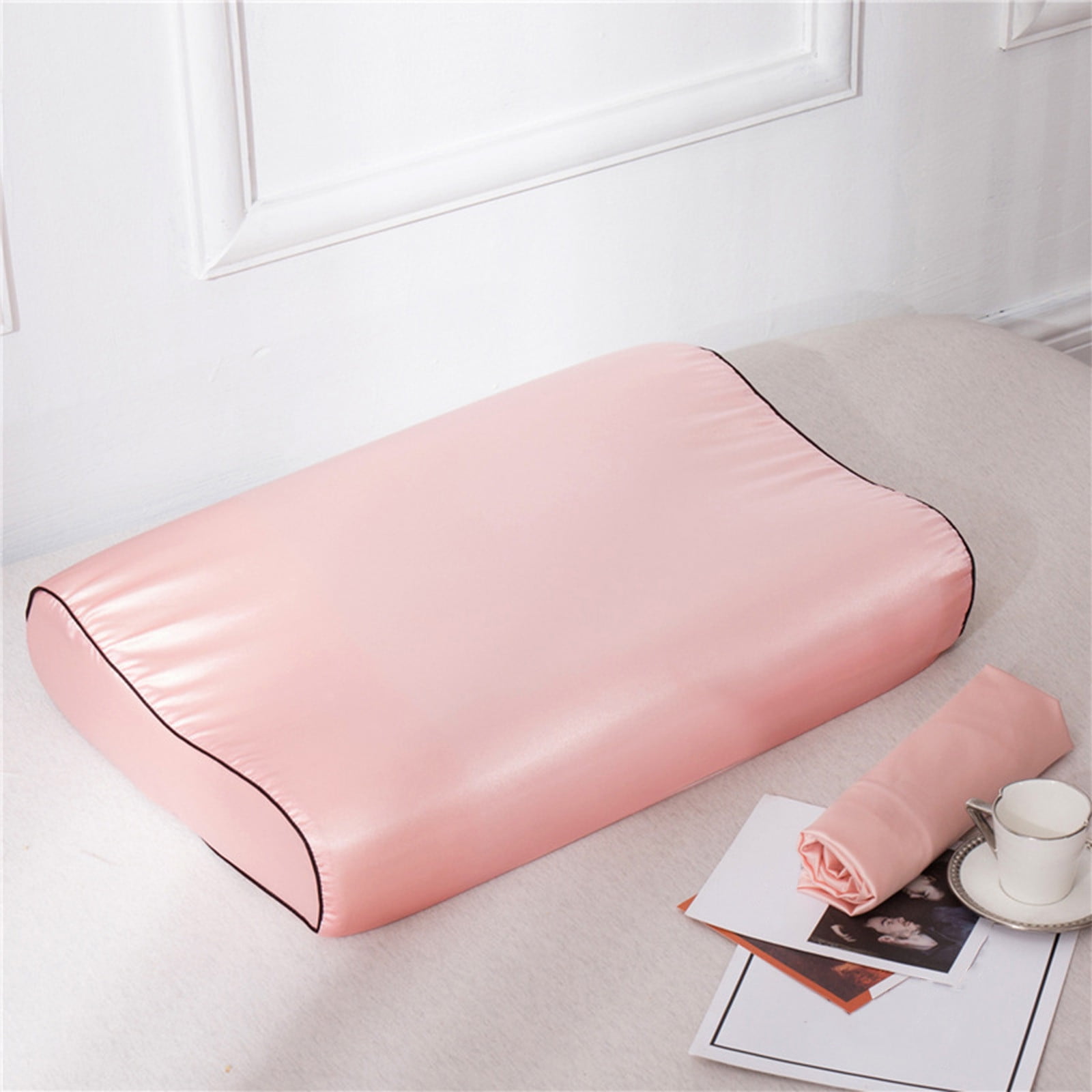 EGYMEN Satin Silk Pillowcase, 16"x24", Memory Foam Neck Guard Pillow ...