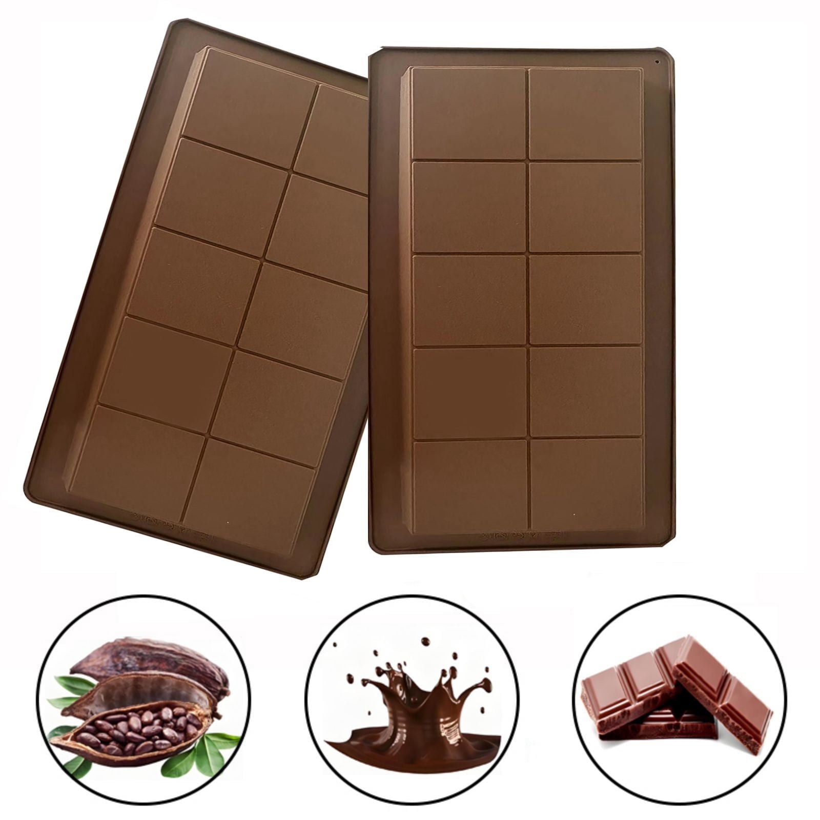 EGYMEN Silicone Chocolate Molds, 2 Pack, Flexible and Durable, 10 x 6.7 ...