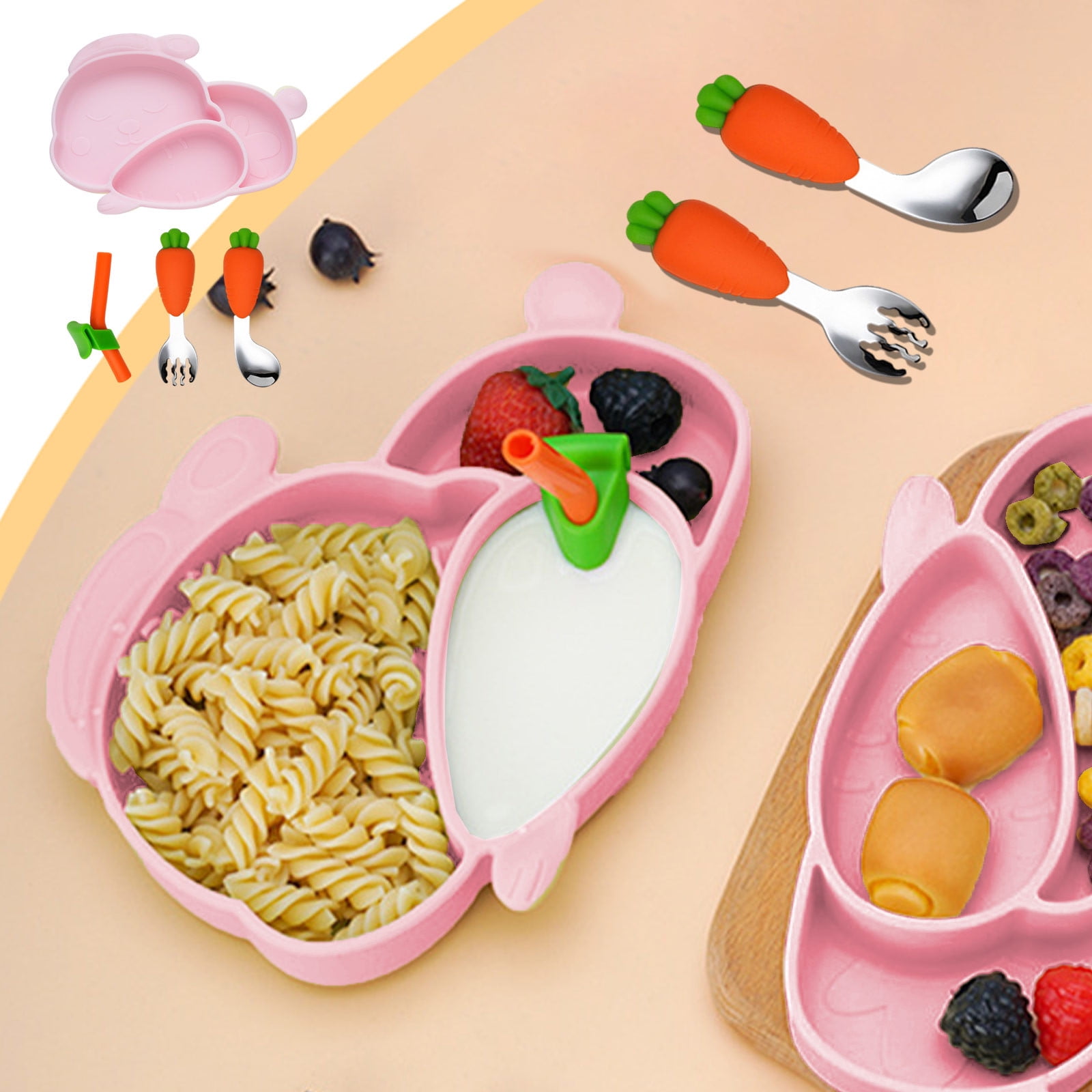 EGYMEN Silicone Divided Dinnerware, Multifunctional Kids' Non-Slip ...