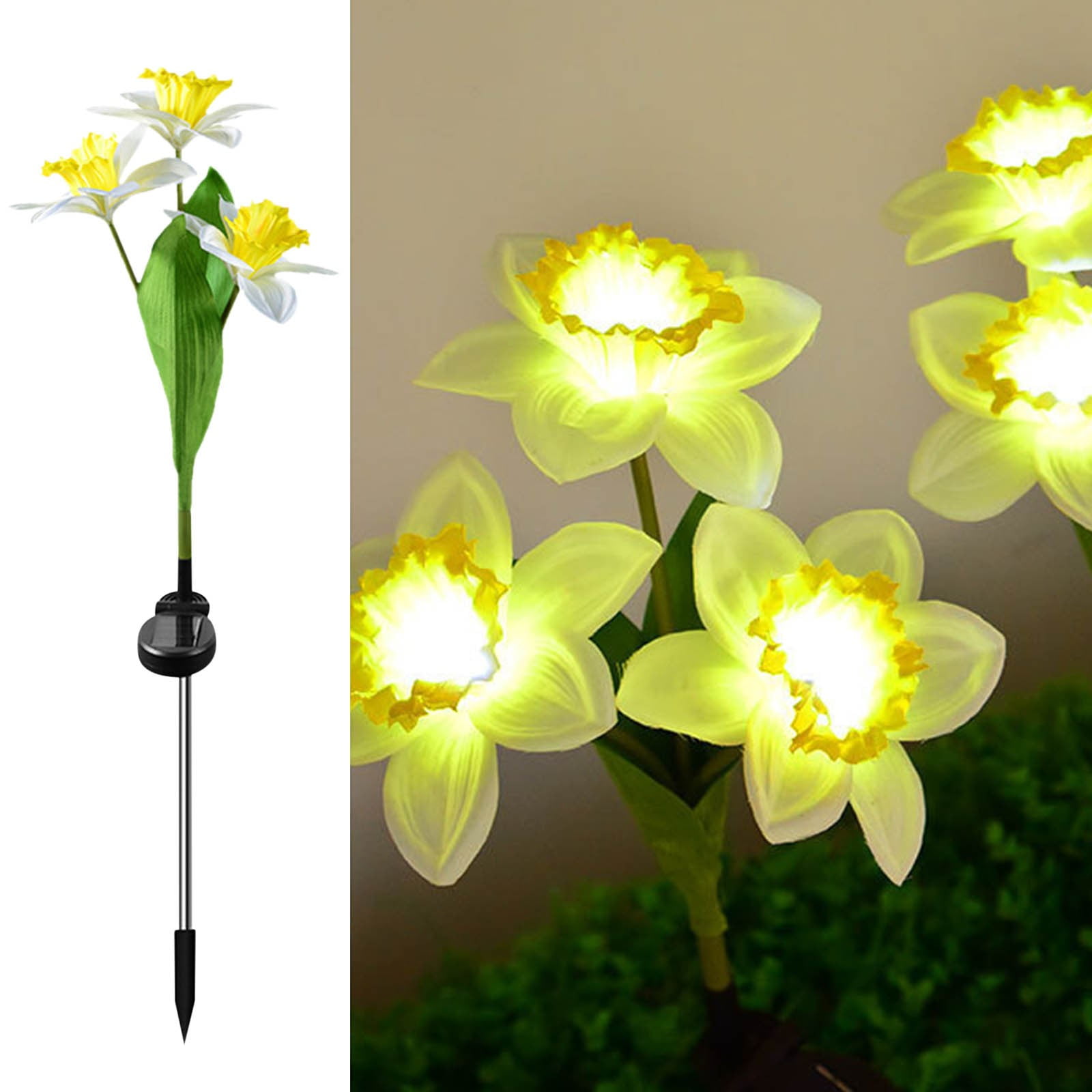EGYMEN Solar Daffodil Flower Stake Lights, Outdoor Solar Garden ...