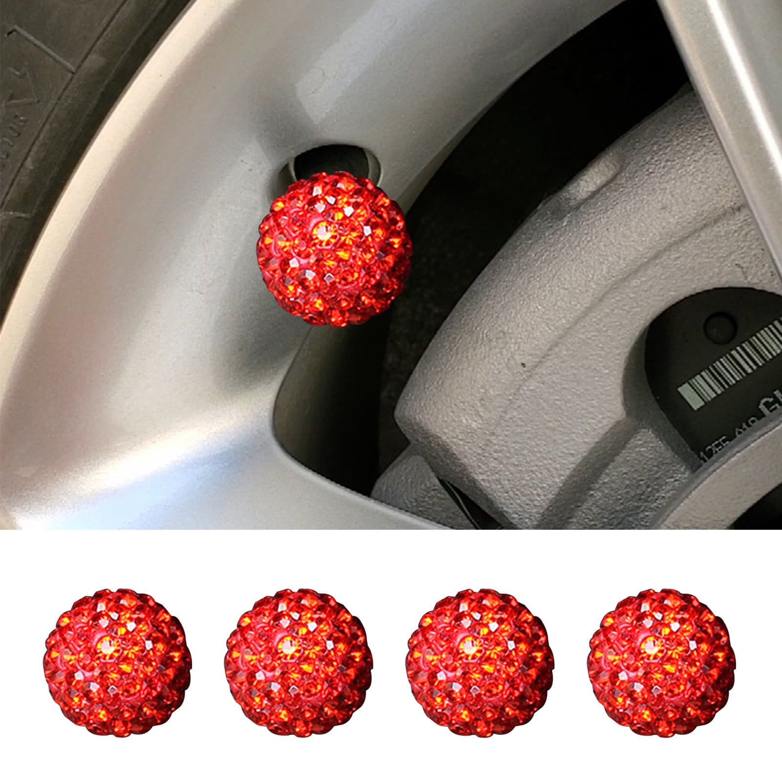 EGYMEN Universal Car Tire Caps with Sparkling Rhinestone Design for a ...