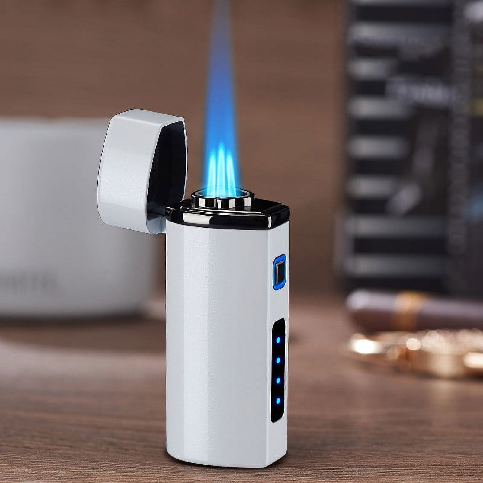 EGYMEN Windproof Inflatable Lighter, Three Direct Flame Metal Blue ...