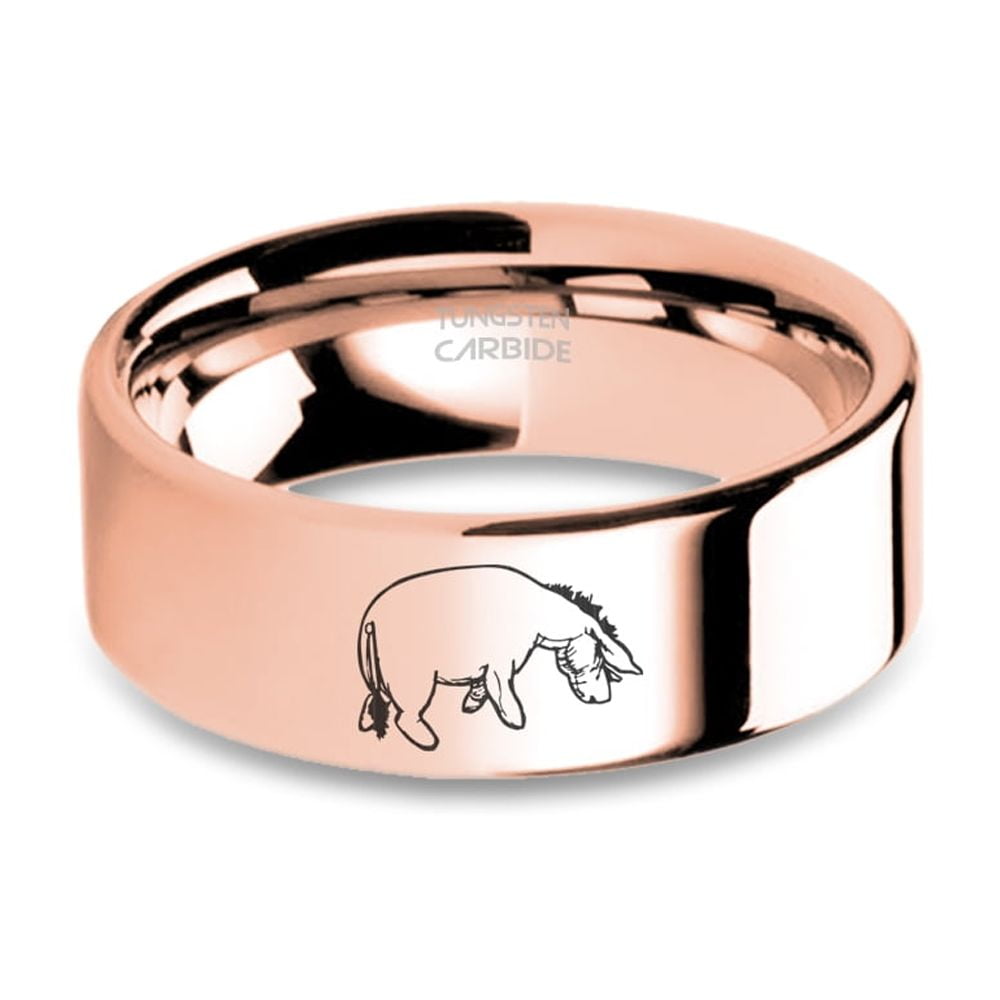 EH Shepard Eeyore Laser Engraved Rose Gold Tungsten Carbide Ring, 8mm ...