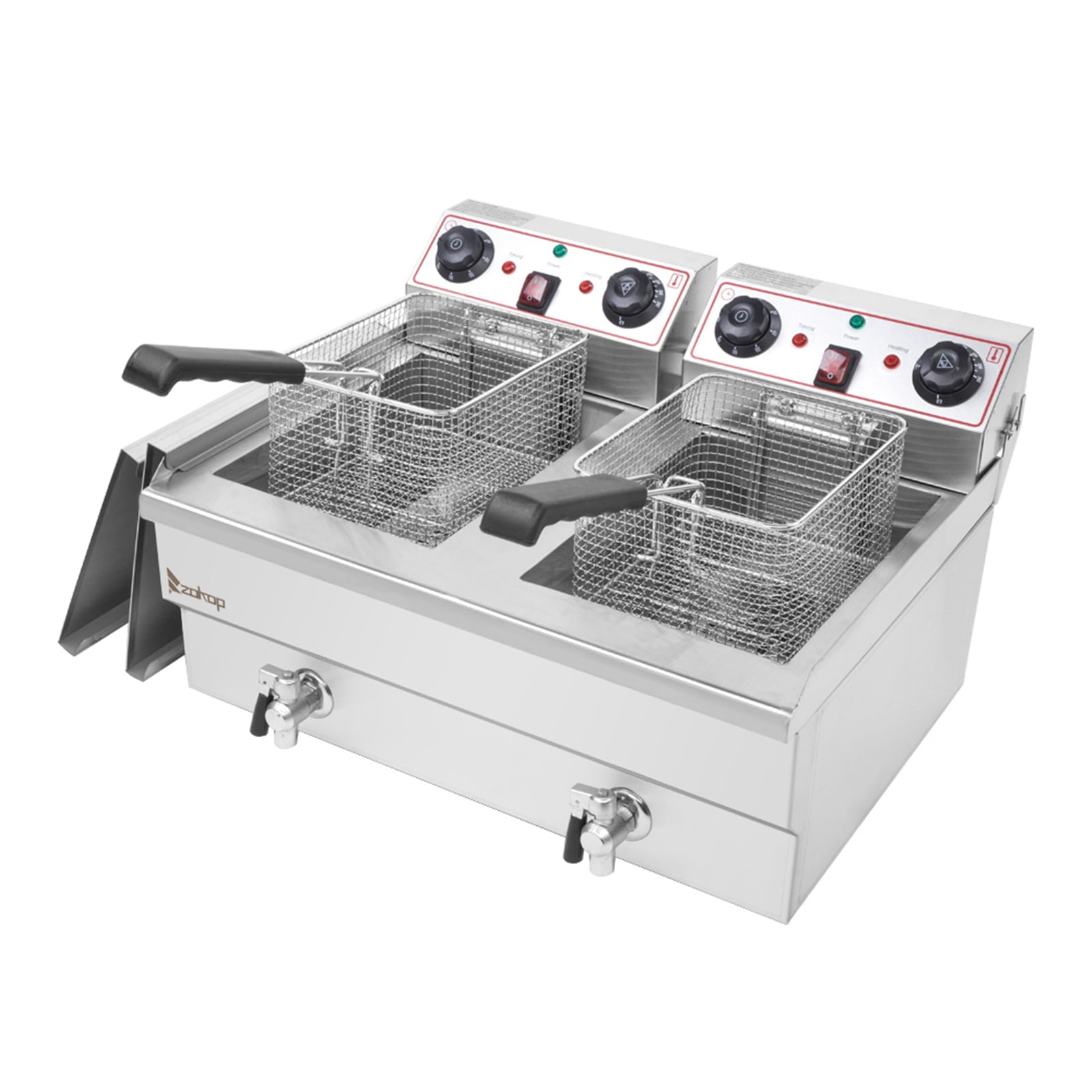 EH102V 16.9QT Stainless Steel Double Tank Deep Fryer 3400W MAX (8L + 8L ...