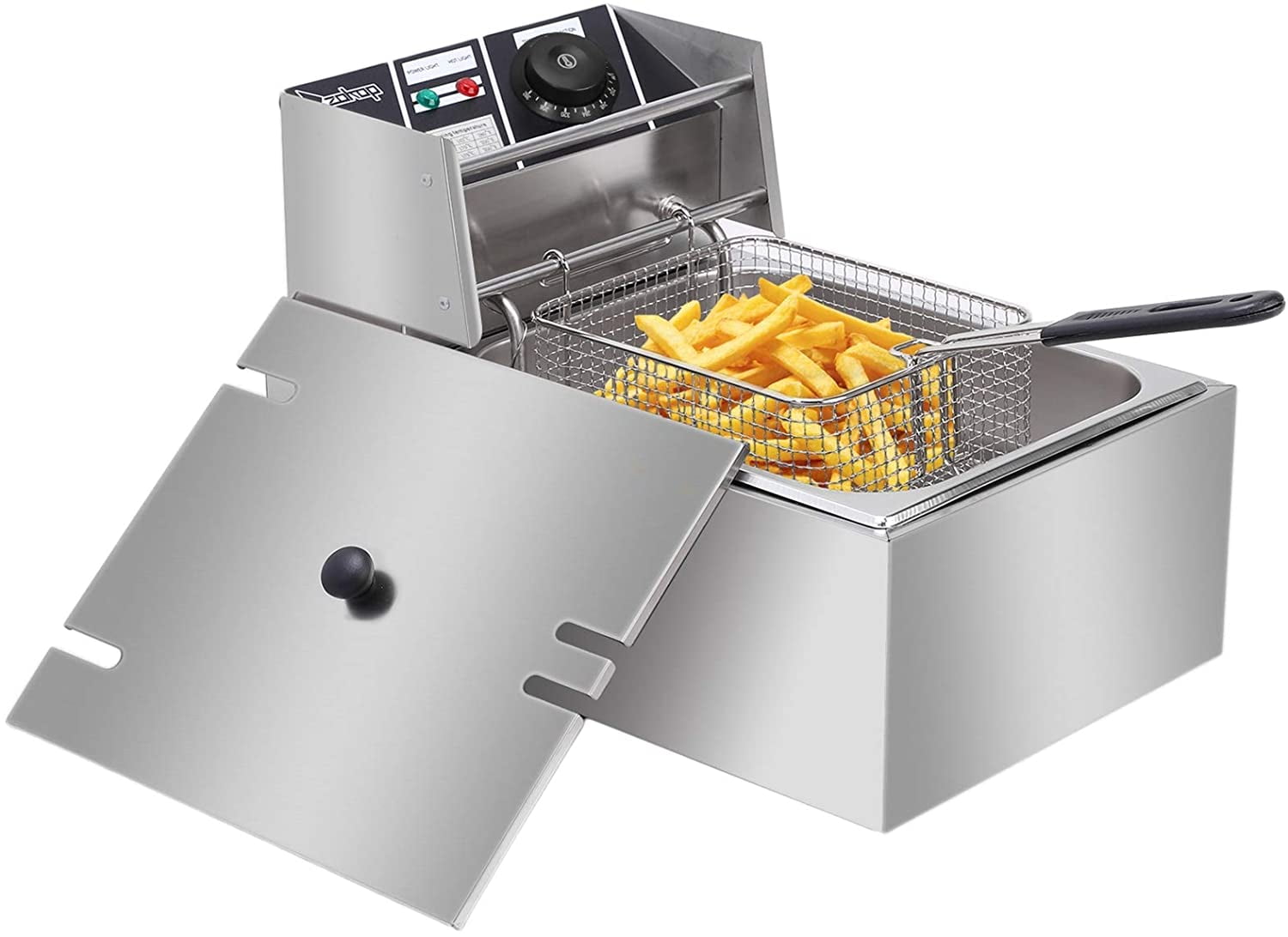 EH81 2500W 110V 6.3QT6L Stainless Steel Single Cylinder Electric Fryer ...