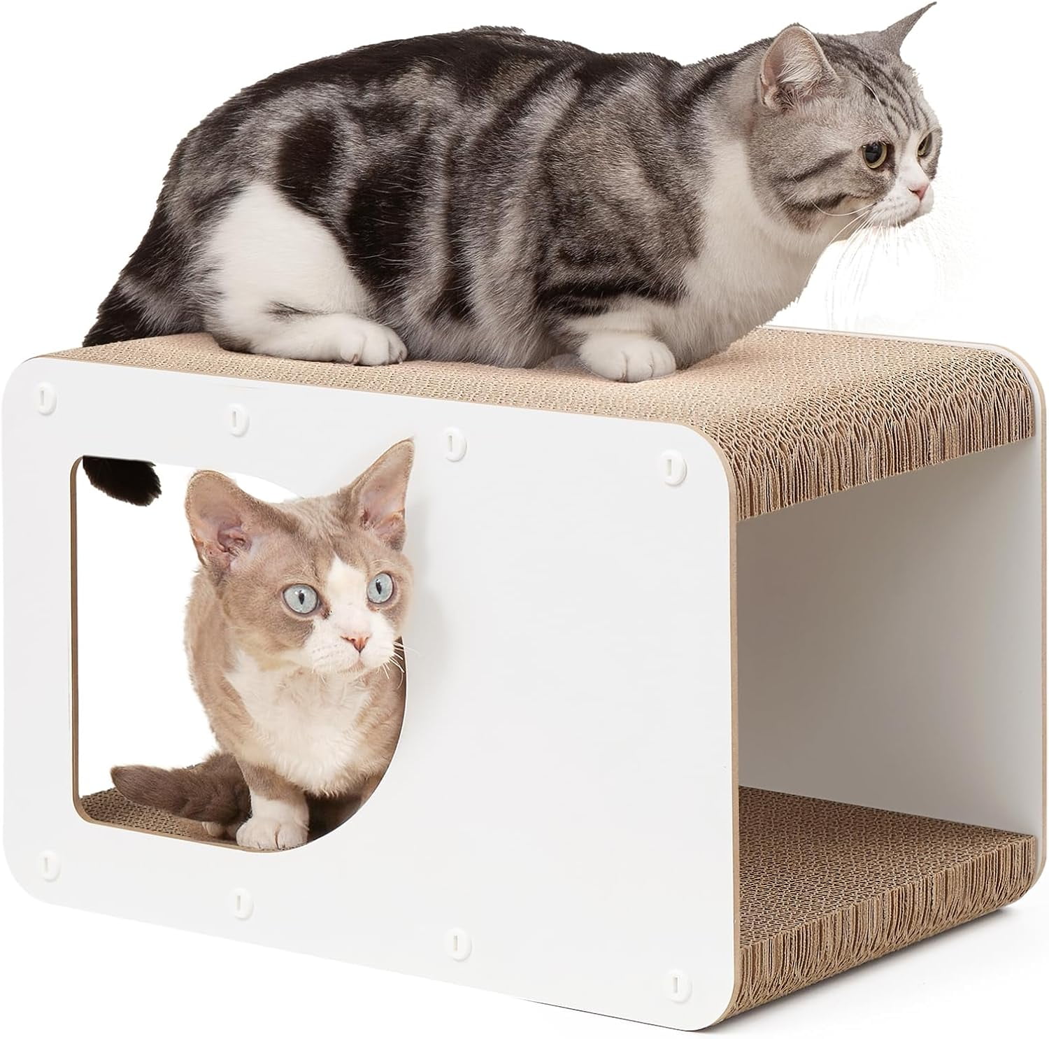 EHEYCIGA Cardboard Cat Scratcher House, 17-Inch Corrugated Cat ...