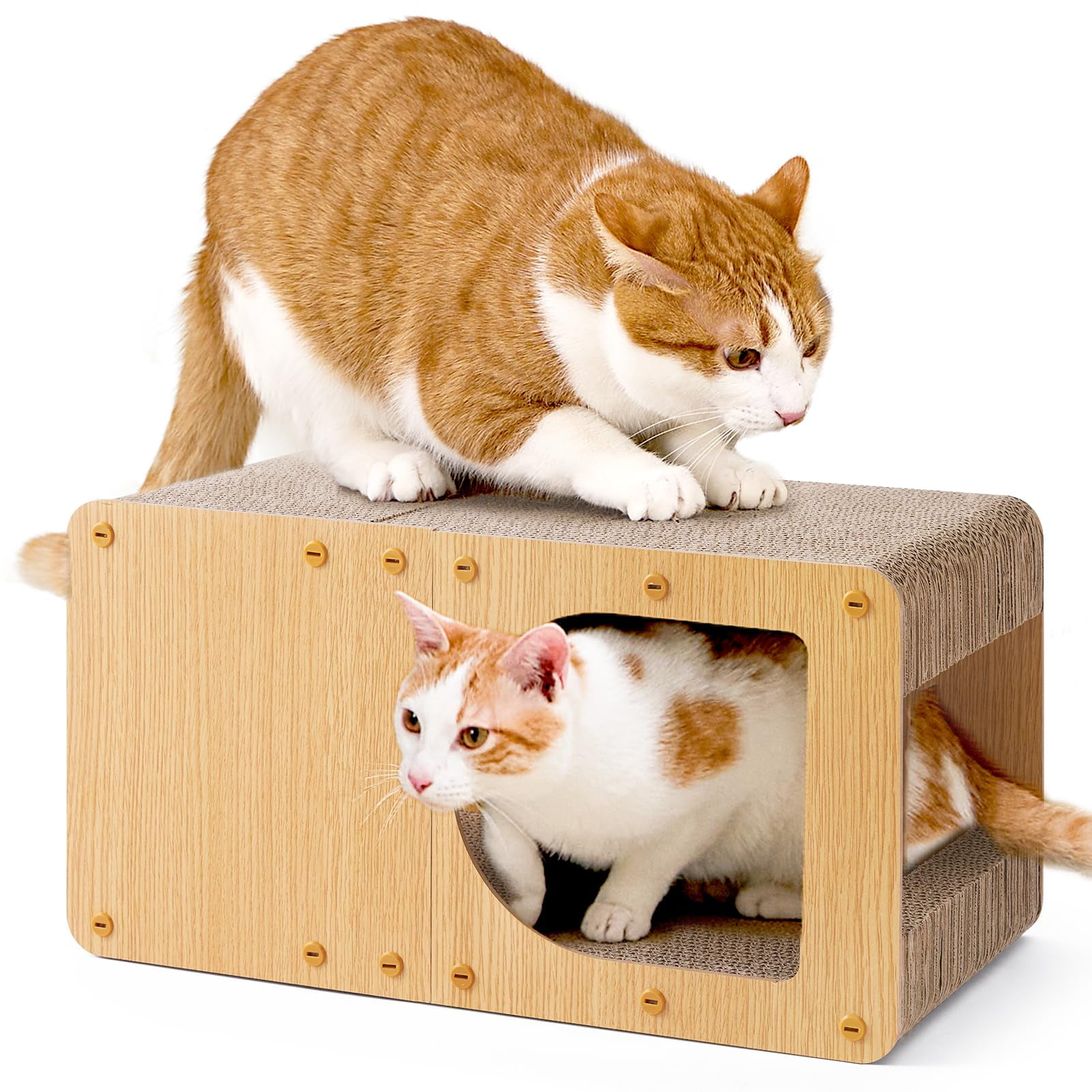 EHEYCIGA Cardboard Cat Scratcher House, 20-Inch Corrugated Cat Scratcher for Indoor Cats, Large ...