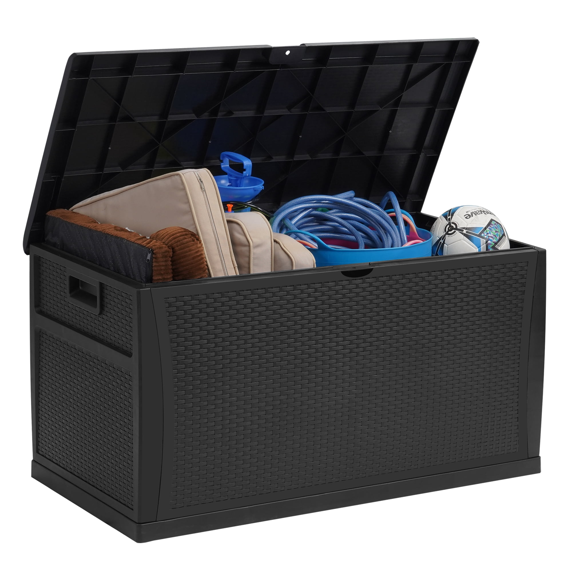 EHHLY 121 Gallon Outdoor Storage Box, Lockable Containers Waterproof ...