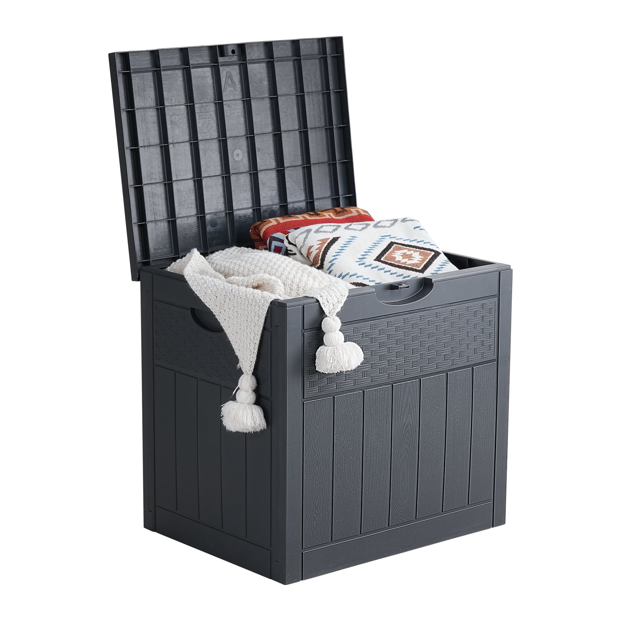 EHHLY 33 Gallon Deck Box, Small Outdoor Storage Box Waterproof ...