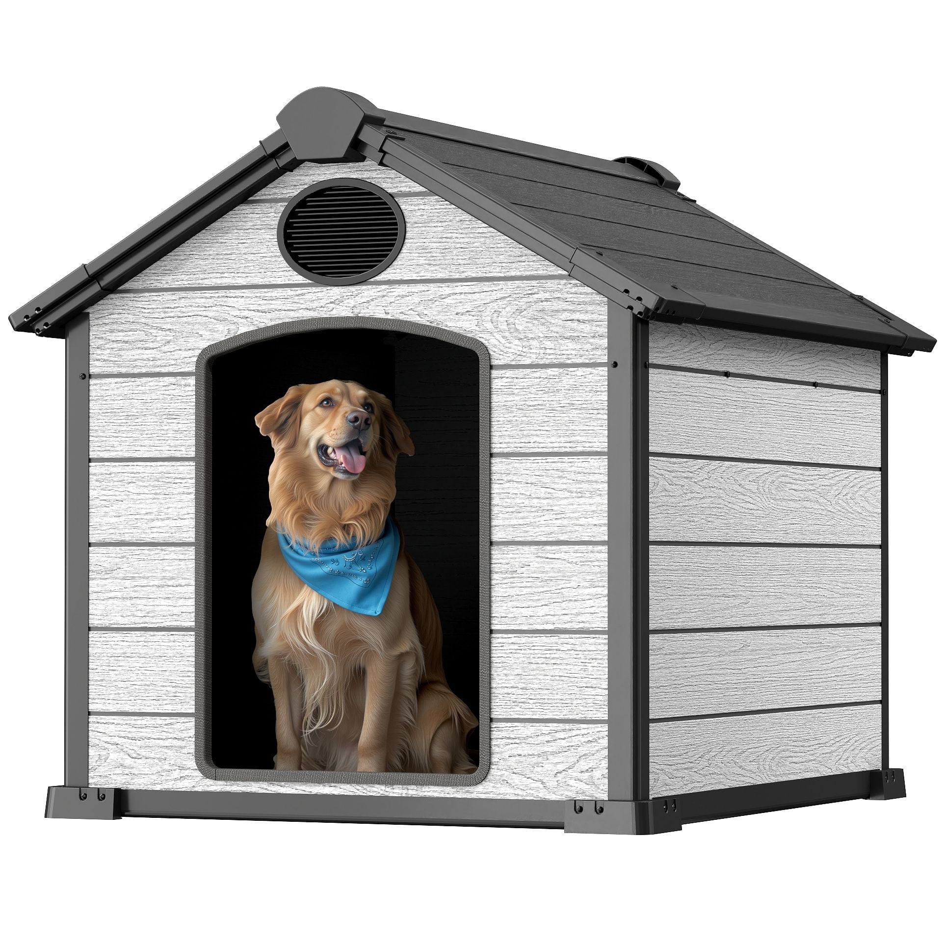 EHHLY 46" Large Dog House Outdoor Weatherproof, Insulated Igloo Dog ...