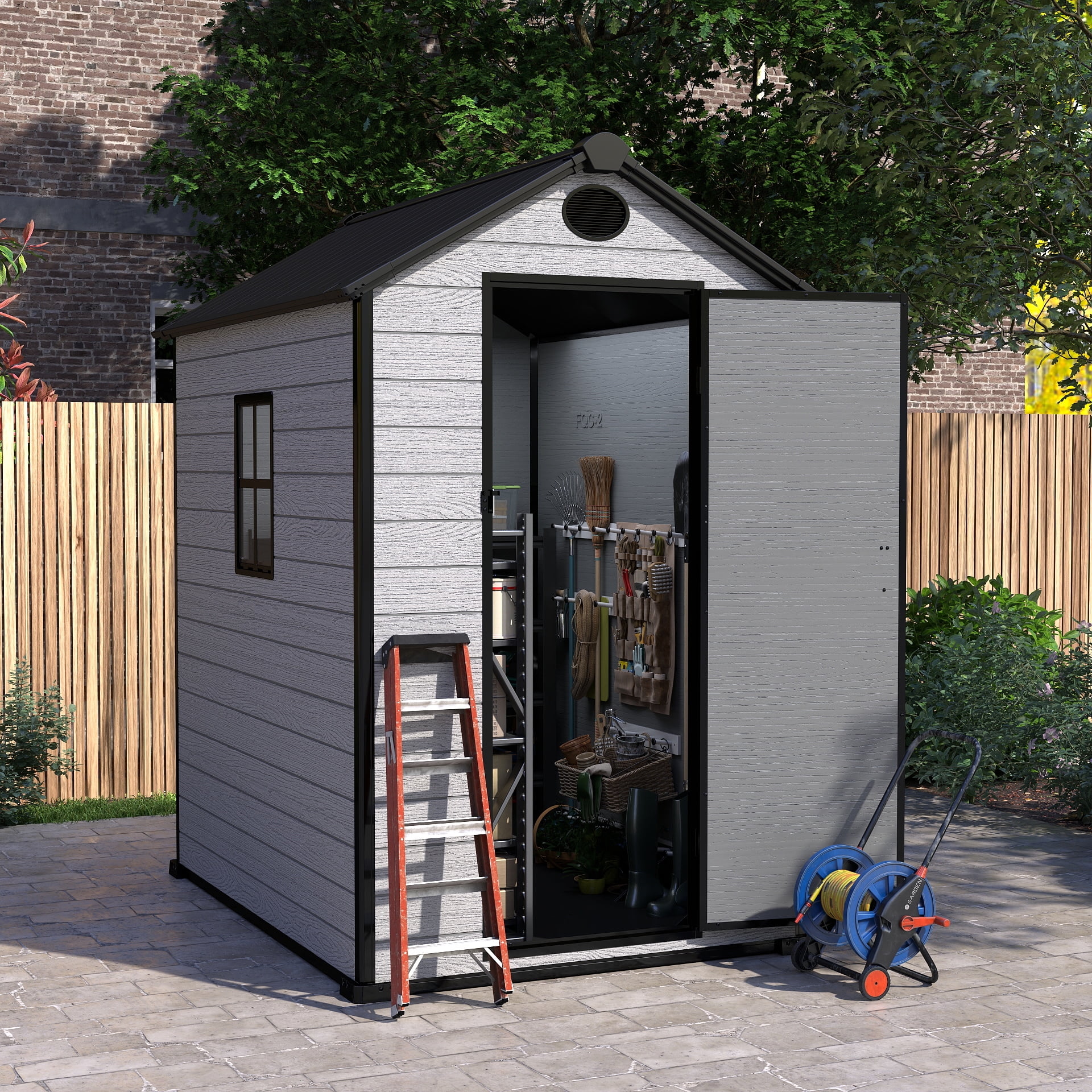 EHHLY 4x6 FT Resin Outdoor Storage Shed Large, 230 Cuft Garden Tool ...
