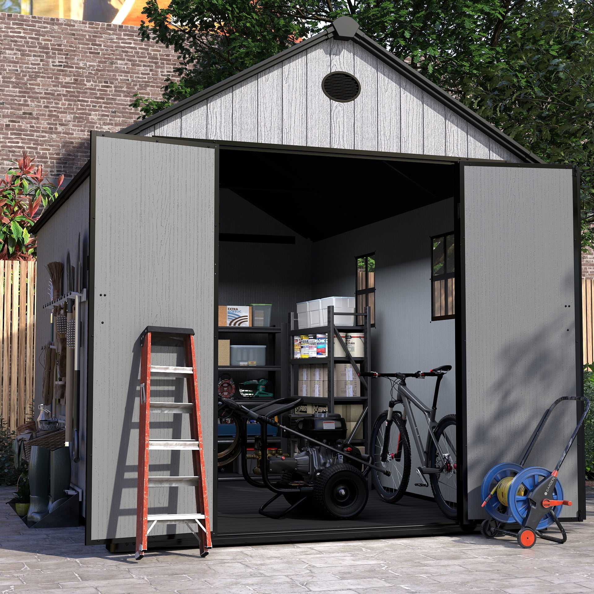 EHHLY 7x11 FT Resin Outdoor Storage Shed Large, 566 Cuft Garden Tool ...