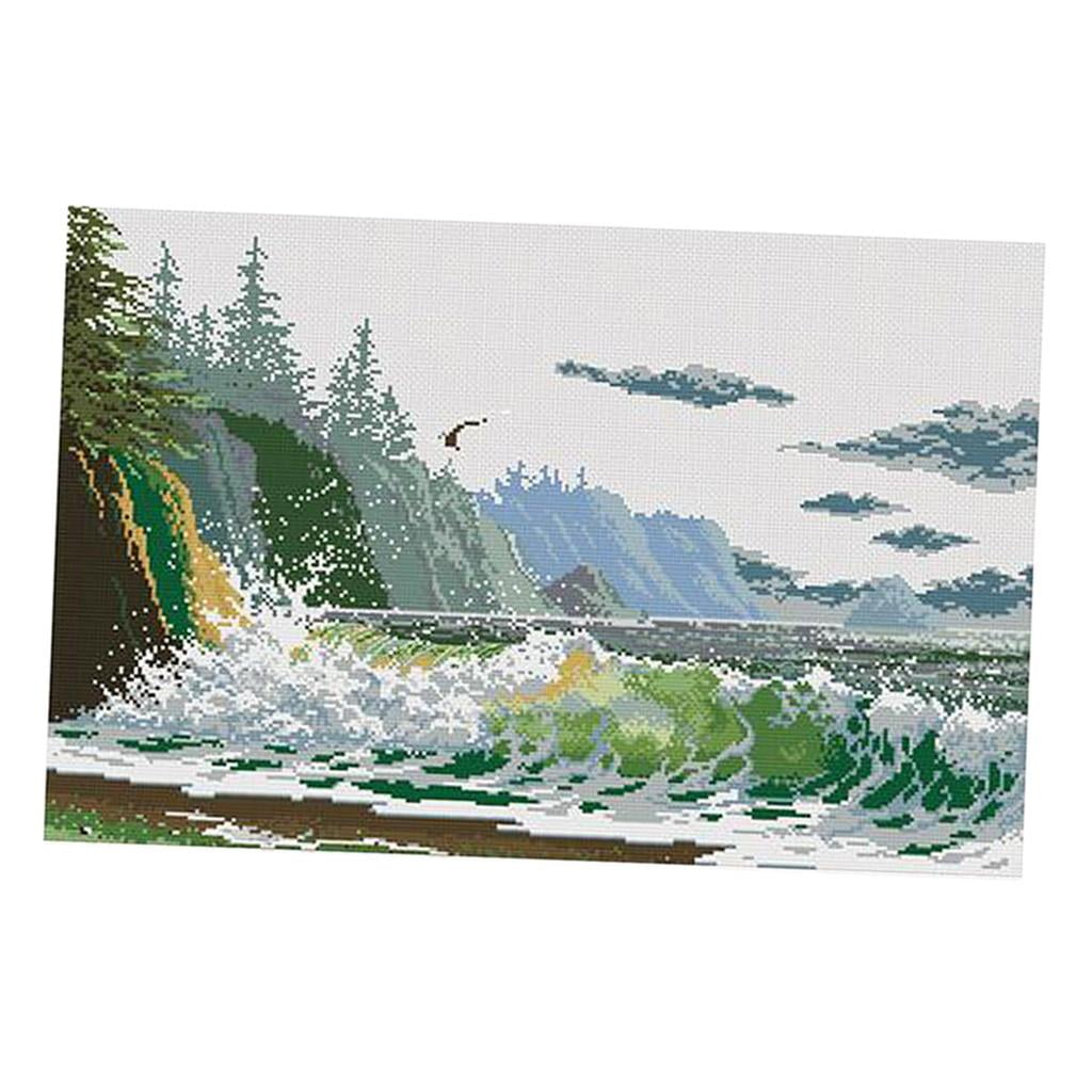 EHJRE 1 Set Cross Stitch Starter Kit with Sea Wave Pattern for Cross ...