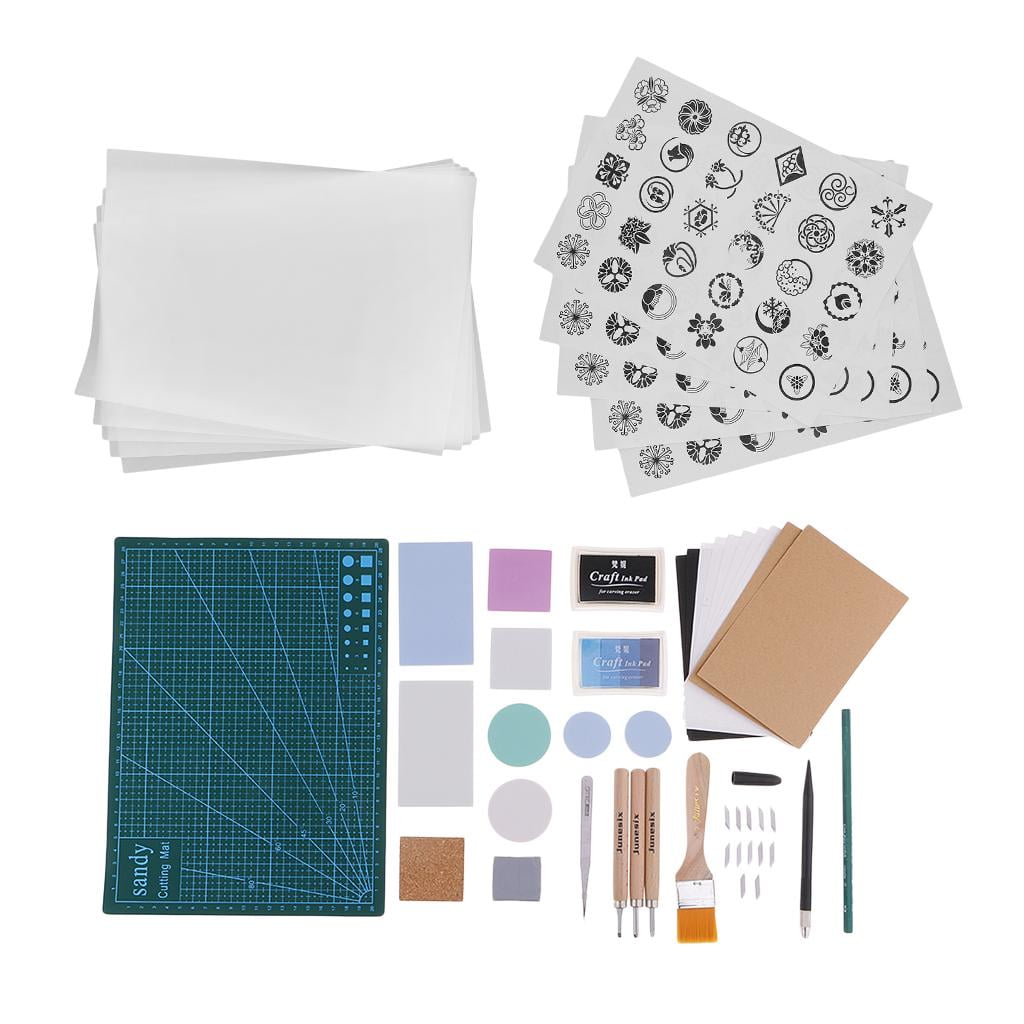 EHJRE 1 Set Handmade Rubber Stamp Block Kit With Cutting Mat - Walmart.com