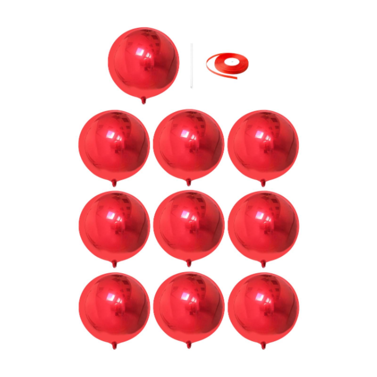 EHJRE 10 Pack 22 Inch Foil Balloons with Tape And Inflation Tube Round ...