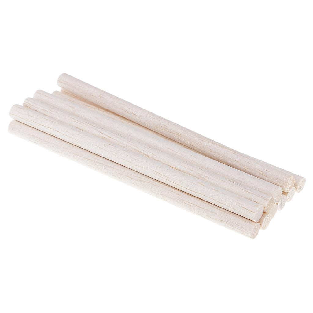 EHJRE 10 Pieces round Unfinished Balsa Wood Wooden Sticks Dowel Rods ...