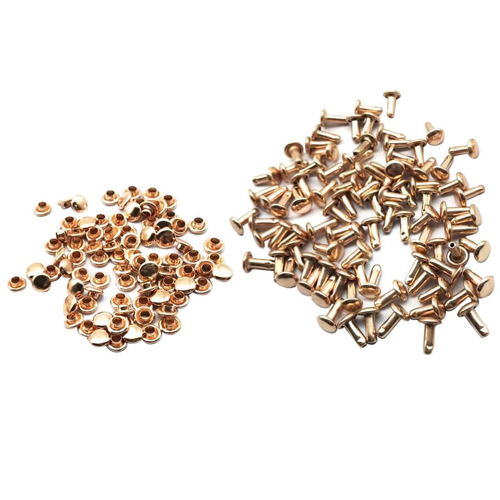 EHJRE 100 Studs Rivets for Bags 6x8mm Light Gold - Walmart.com