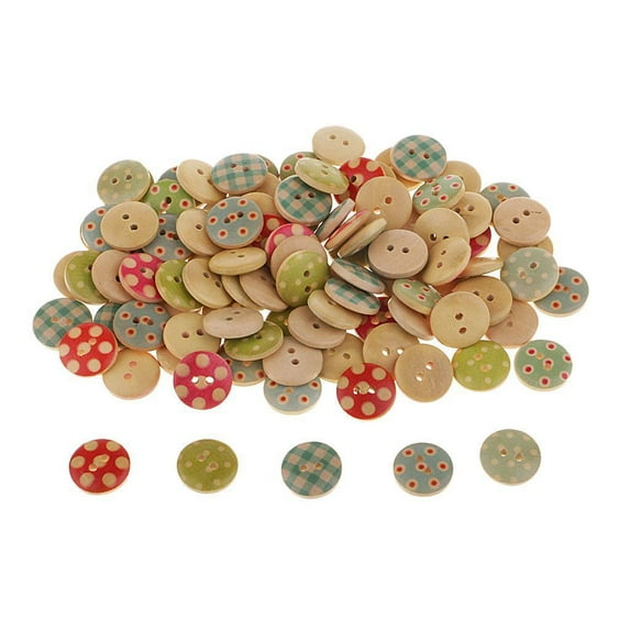 EHJRE 100Pcs Printed DIY Wooden Buttons for Children's Button Sorting ...